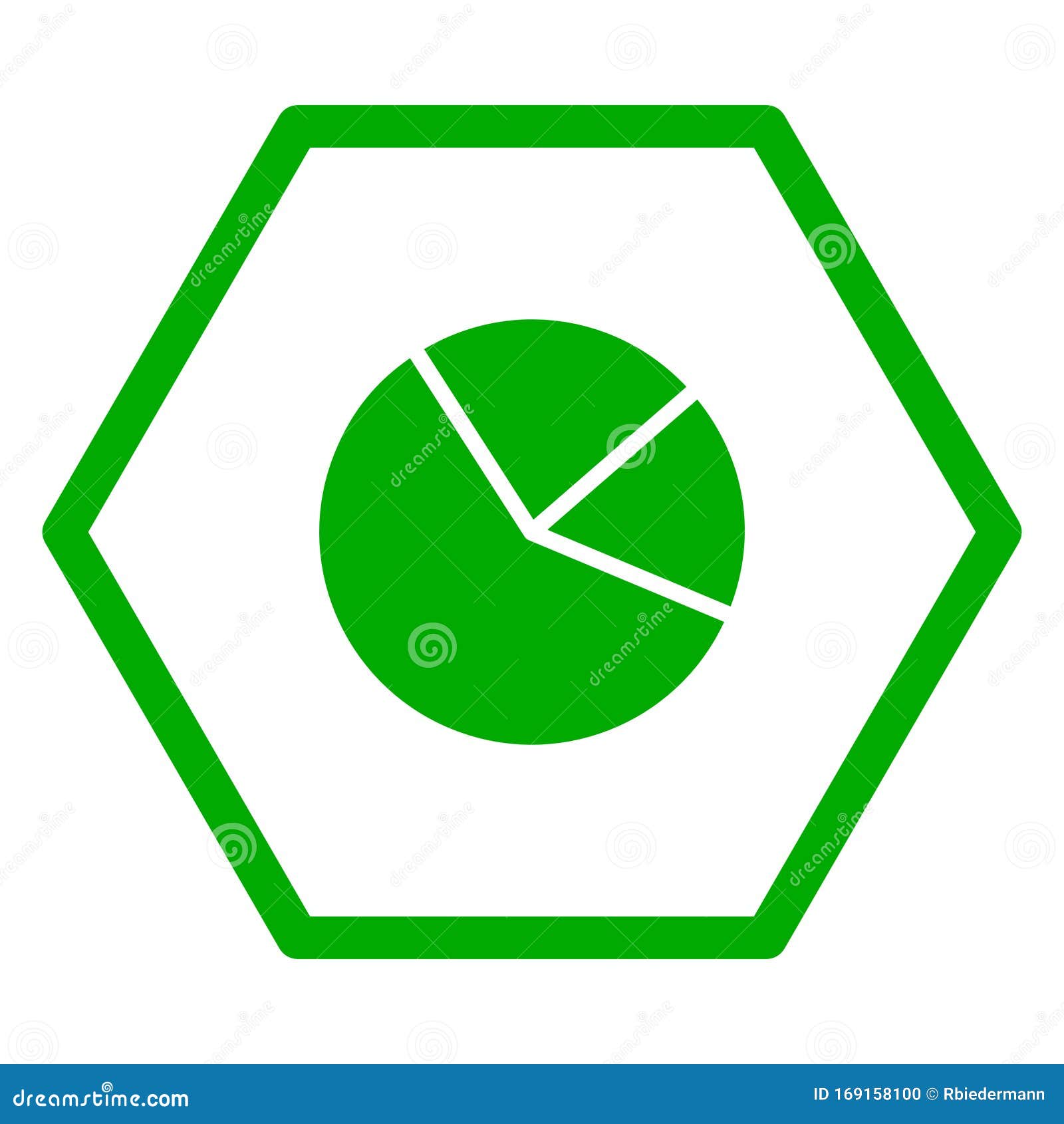 Pie chart and hexagon stock vector. Illustration of green - 169158100