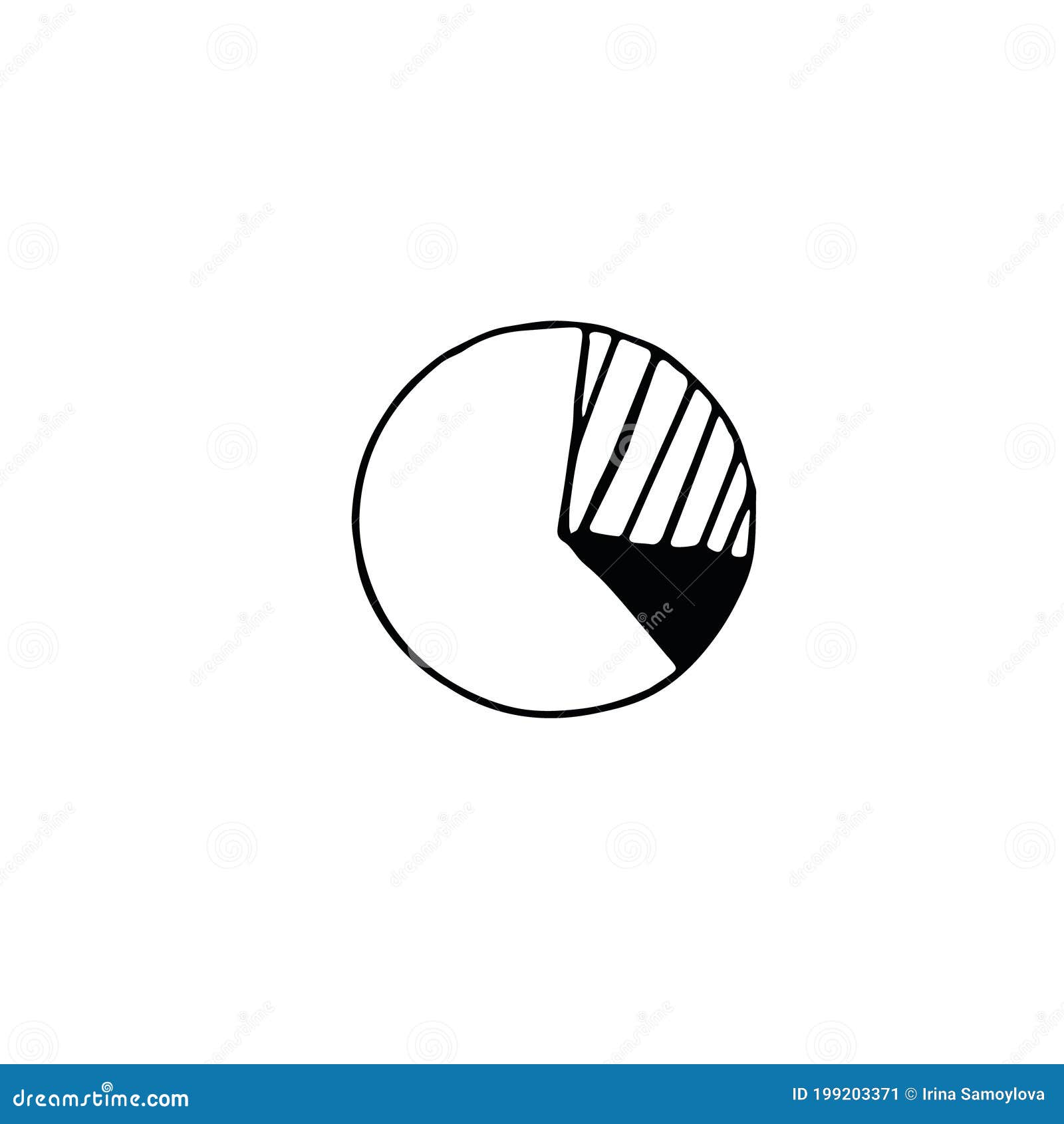 Pie Chart with Highlighted Sector. Hand Drawn in Doodle Style Stock ...