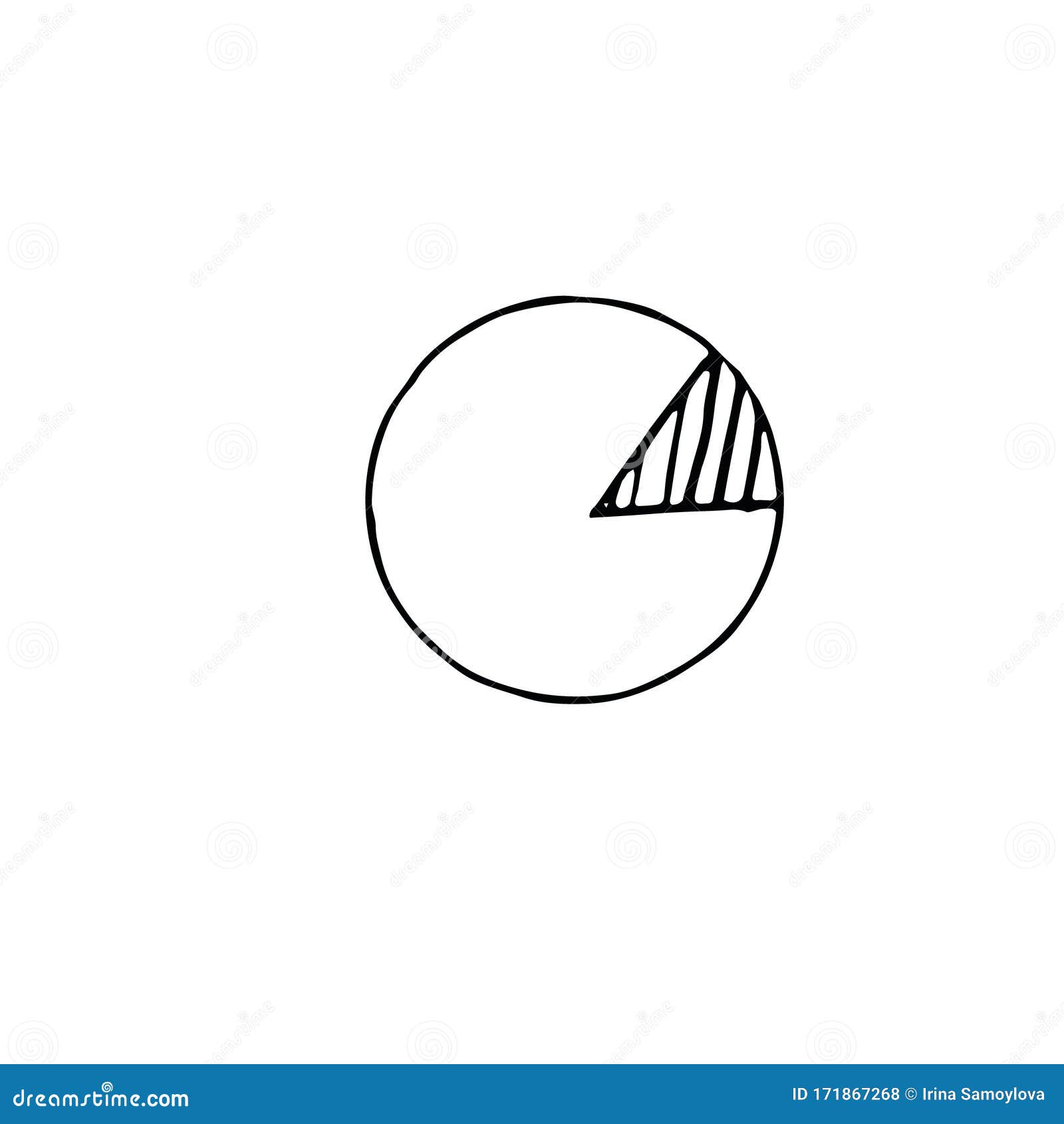 Pie Chart with Highlighted Sector. Hand Drawn in Doodle Style Stock ...