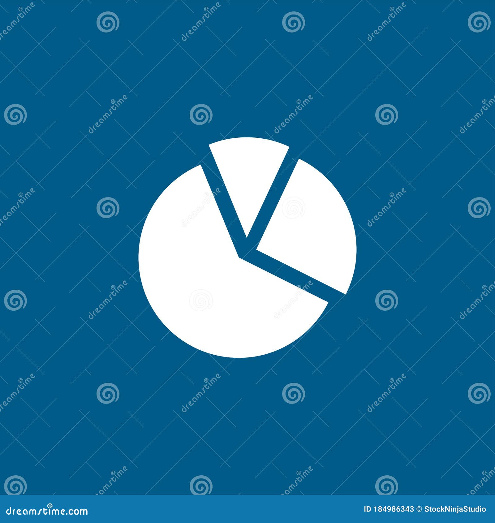 Pie Chart Icon on Blue Background. Blue Flat Style Vector Illustration ...