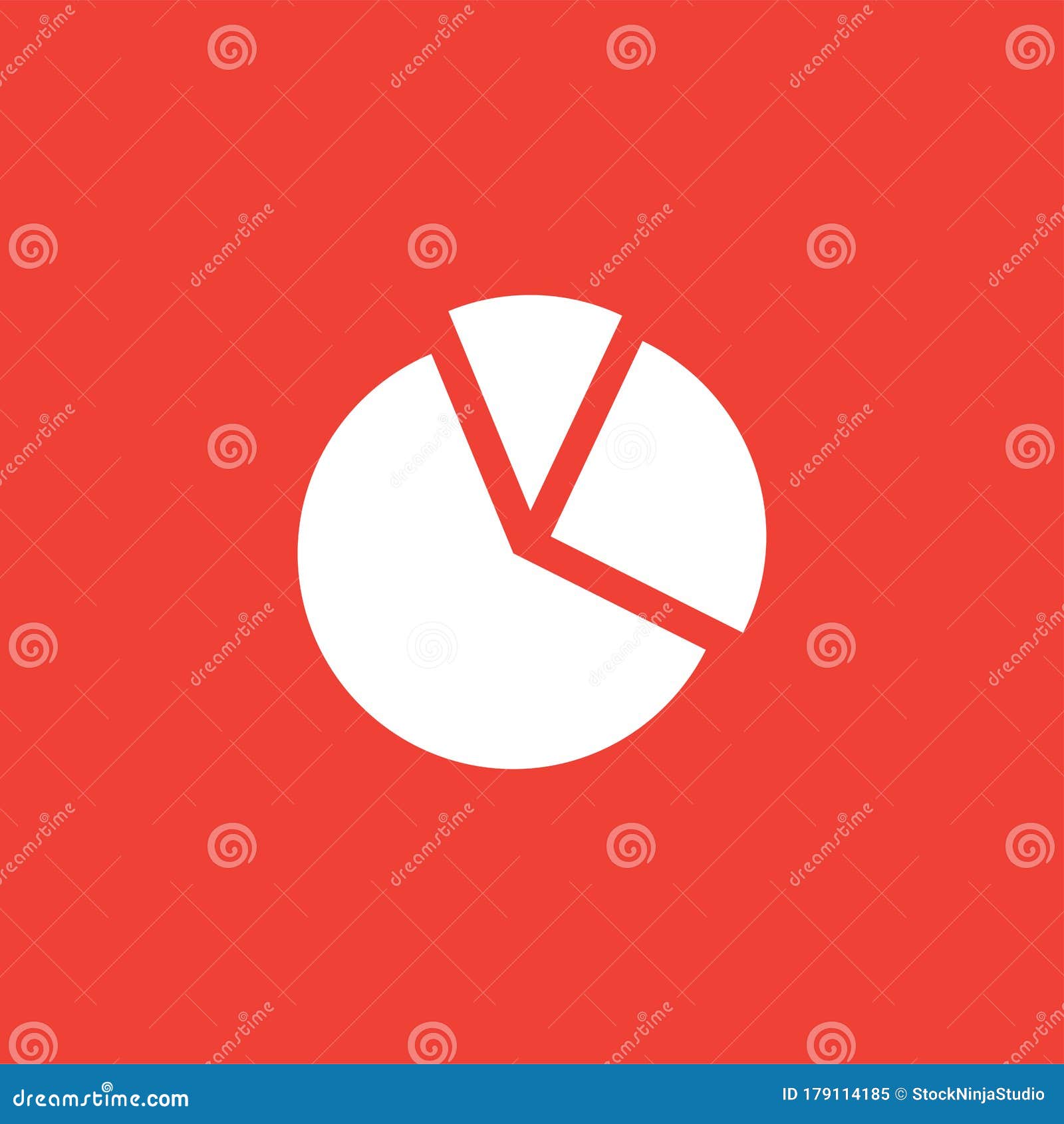Pie Chart Icon on Red Background. Red Flat Style Vector Illustration ...