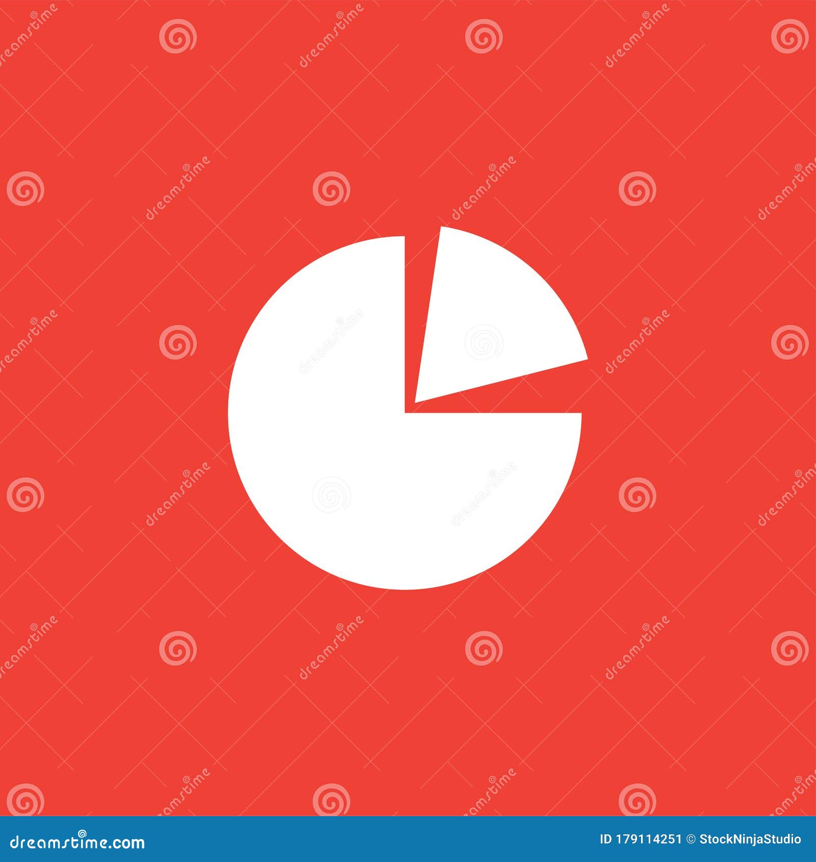 Pie Chart Icon on Red Background. Red Flat Style Vector Illustration ...