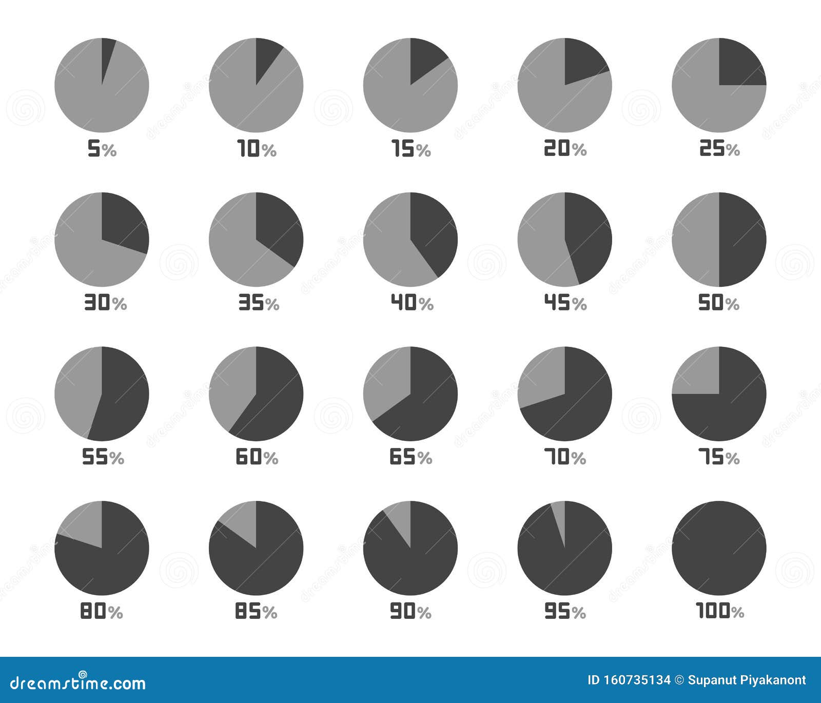 Pie chart icon set stock vector. Illustration of graphic - 160735134