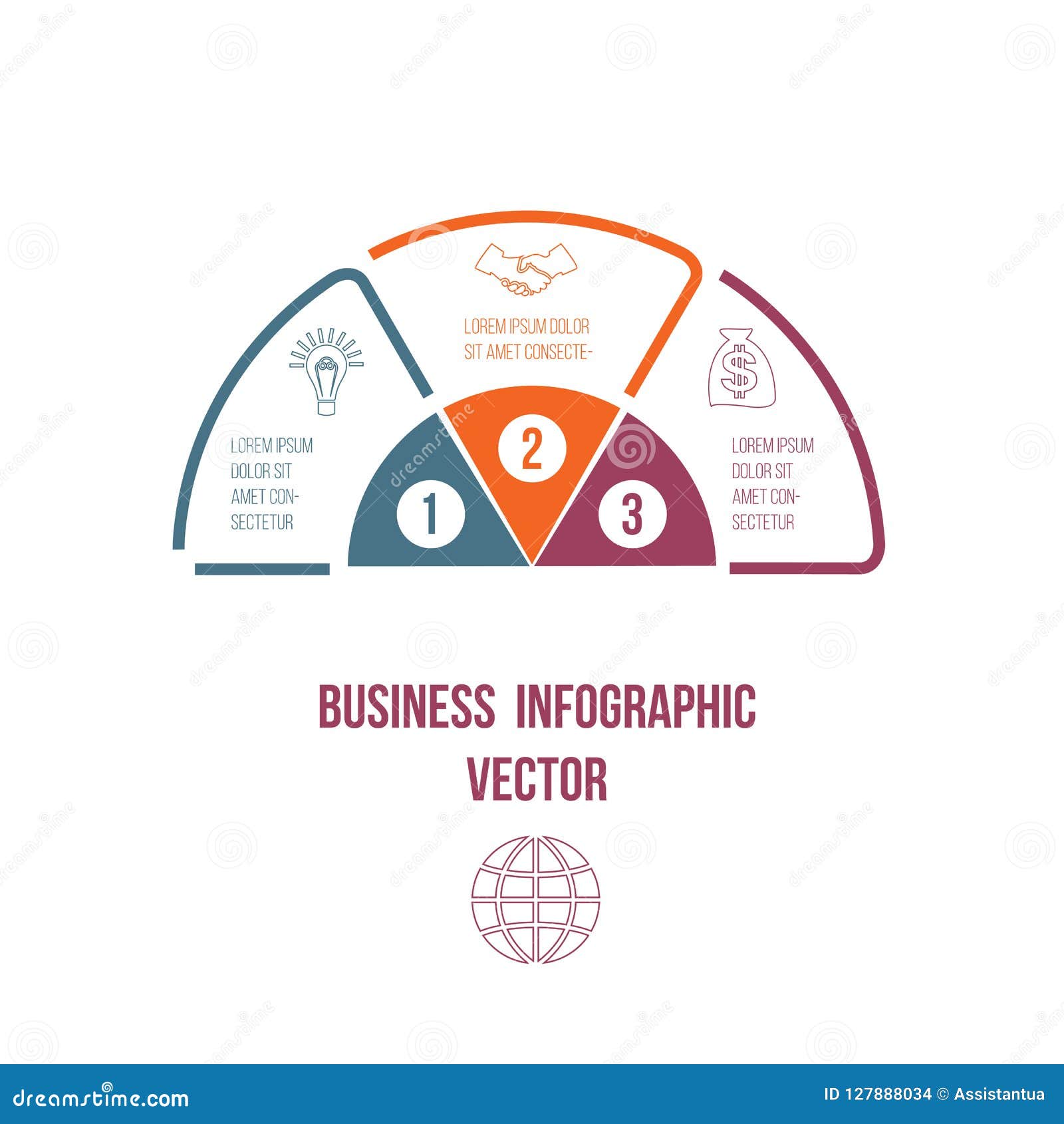 Infographic Colourful 3 Step Interweaving Circle Diagram Cartoon Vector ...