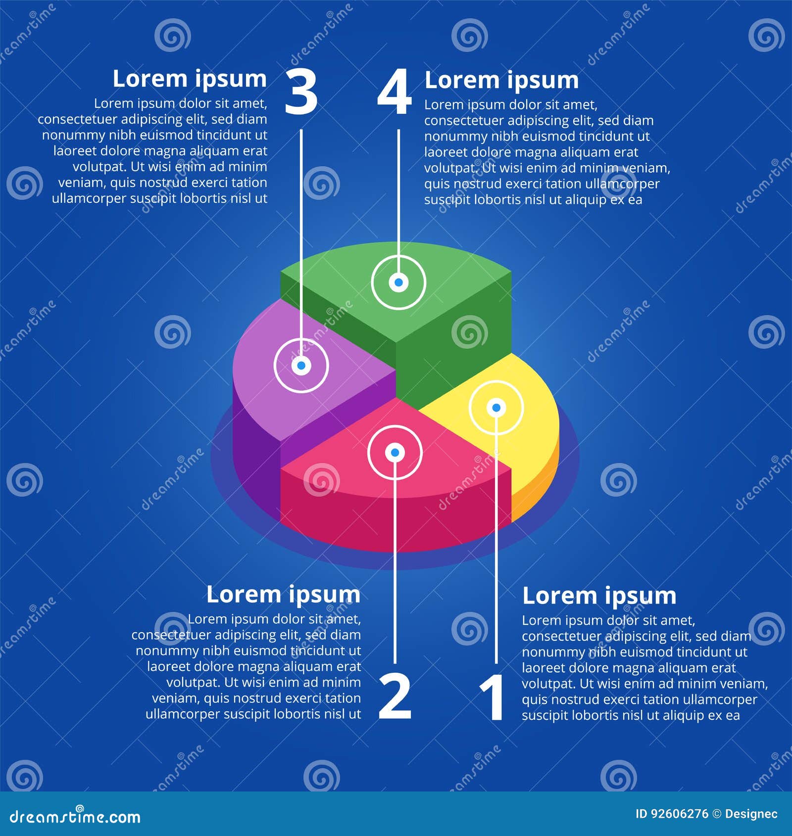 Pie Chart on Isolated Background. Isometric Pie Charts Different Stock ...