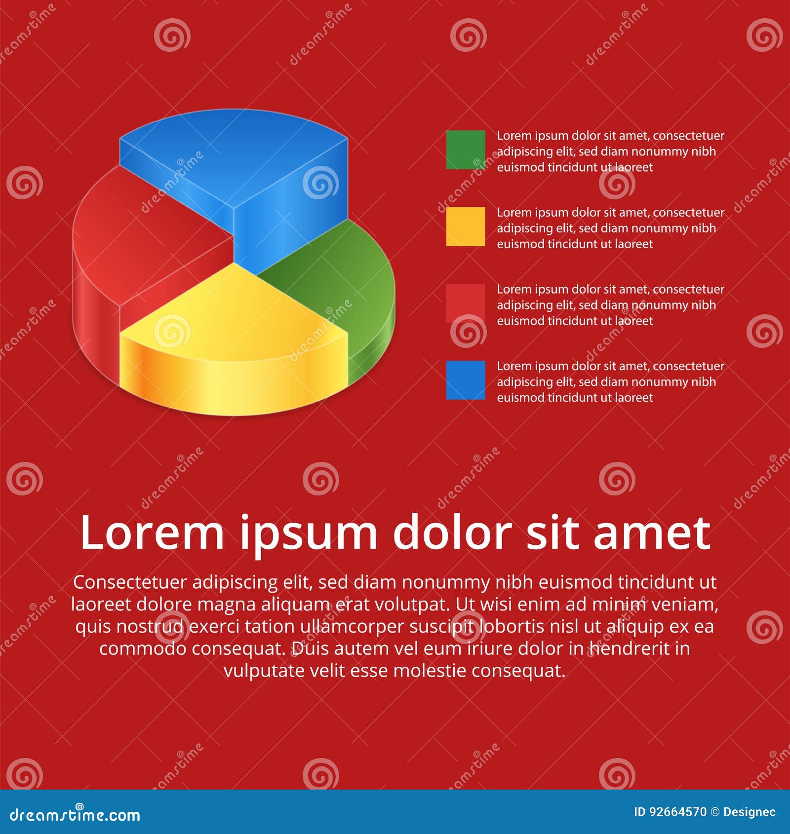 Pie Chart on Isolated Background. Isometric Pie Charts Different Stock ...