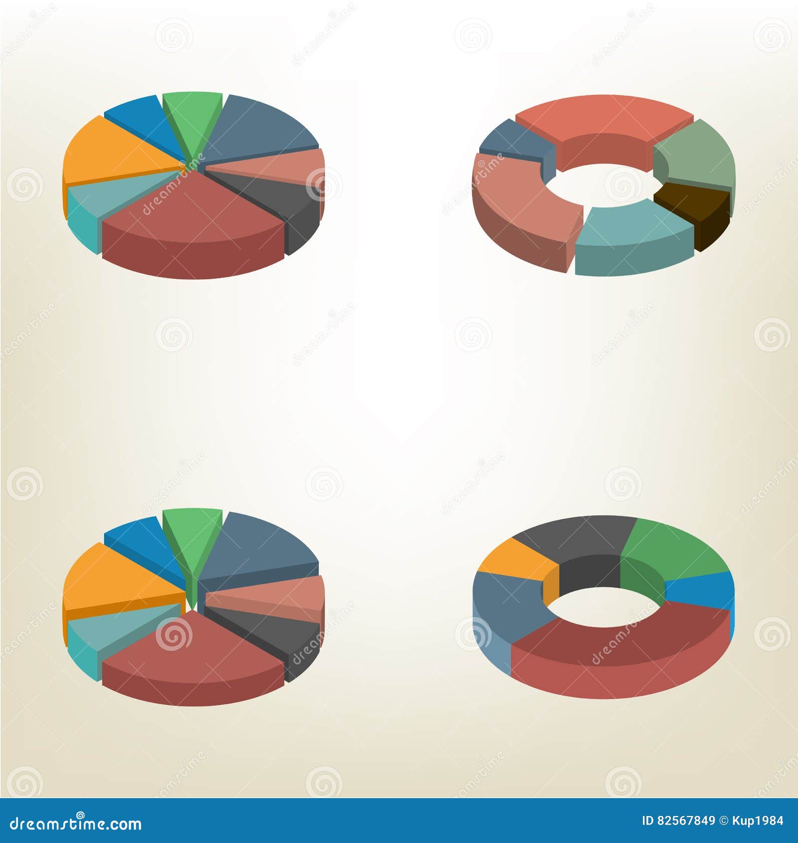 Pie Chart Isometric Vector Illustration. Stock Vector - Illustration of ...