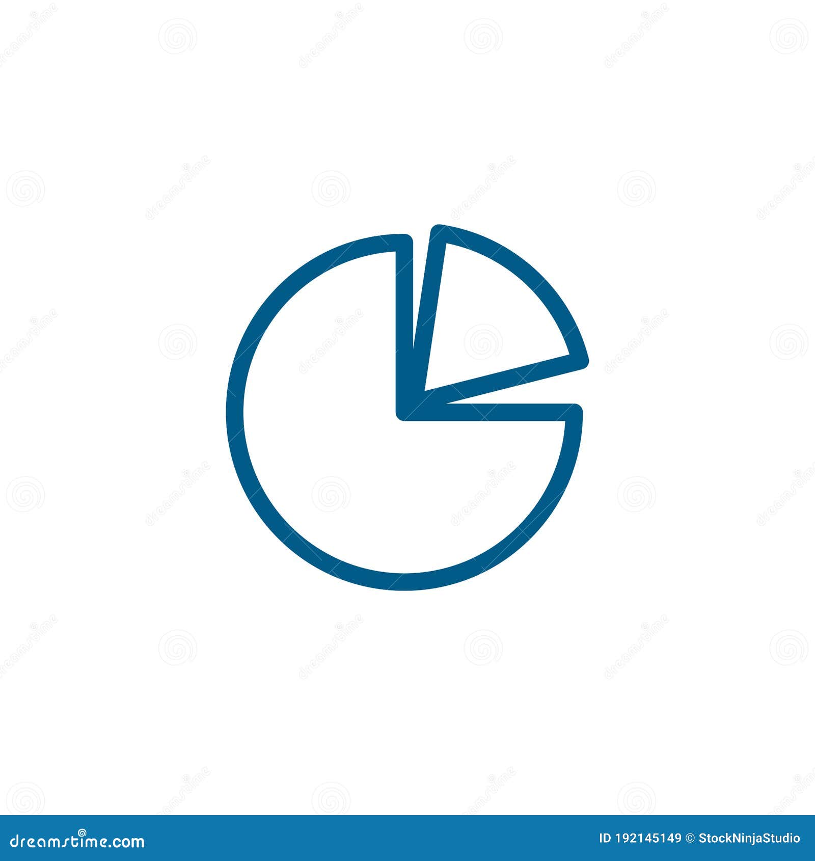 Pie Chart Line Blue Icon on White Background. Blue Flat Style Vector ...