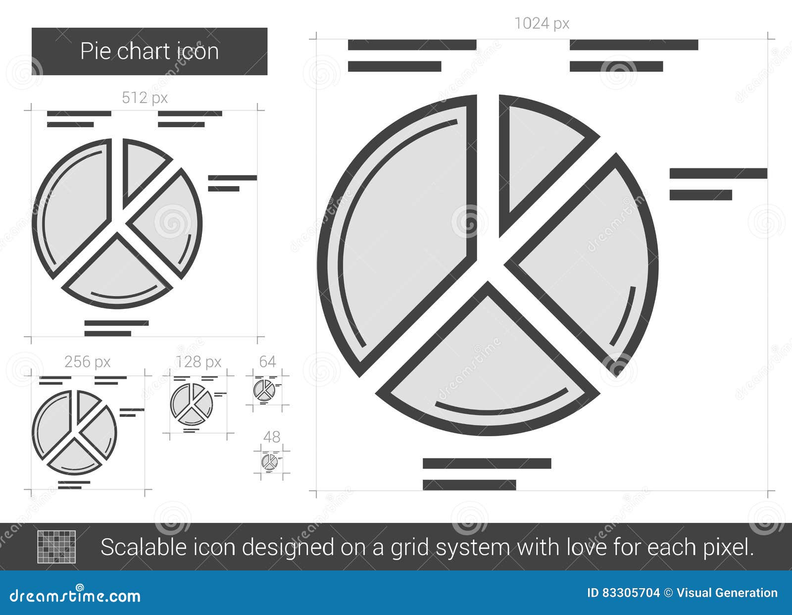Pie chart line icon. stock vector. Illustration of management - 83305704