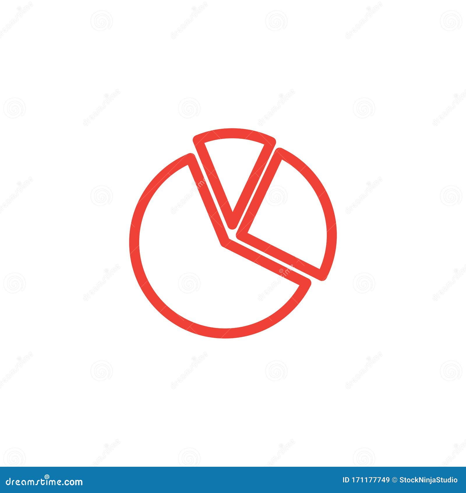 Pie Chart Line Red Icon on White Background. Red Flat Style Vector ...