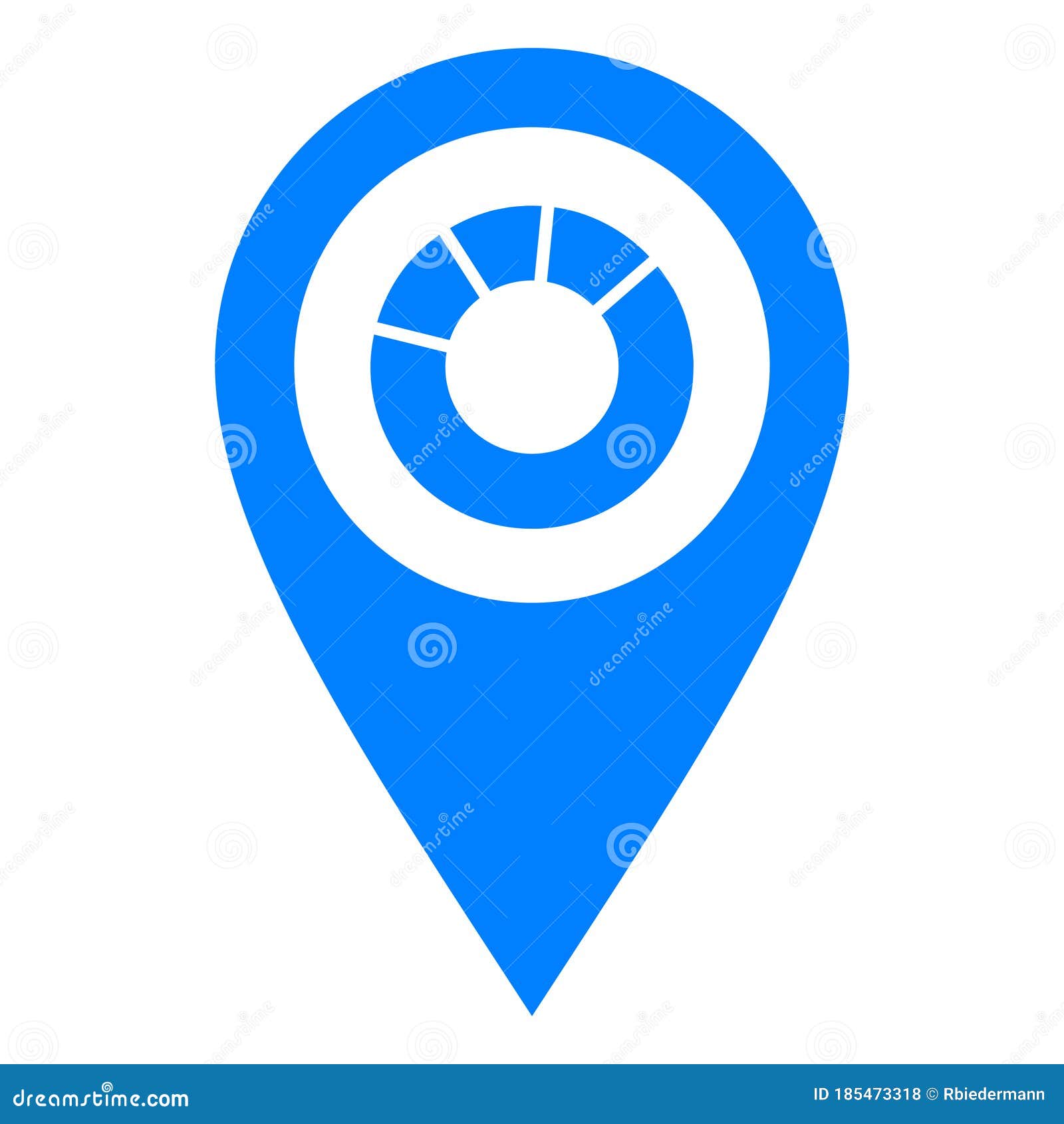 Pie chart and location pin stock vector. Illustration of vector - 185473318