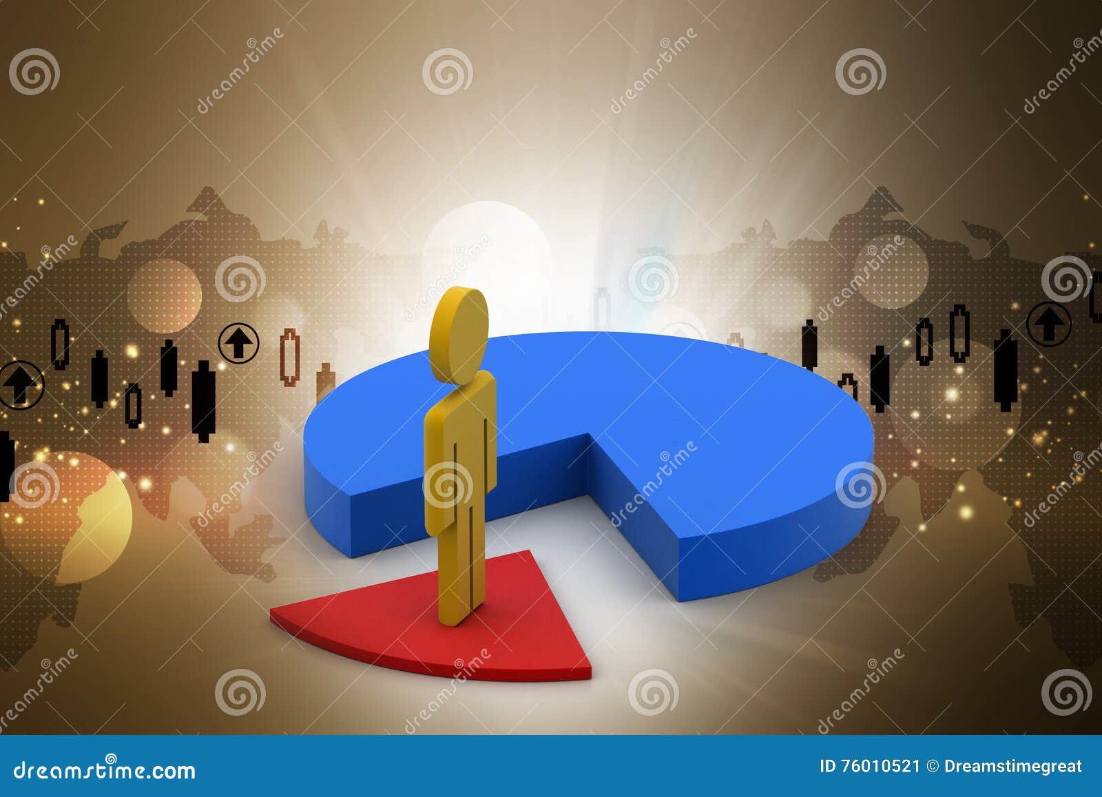 Pie chart with man stock illustration. Illustration of perspective ...