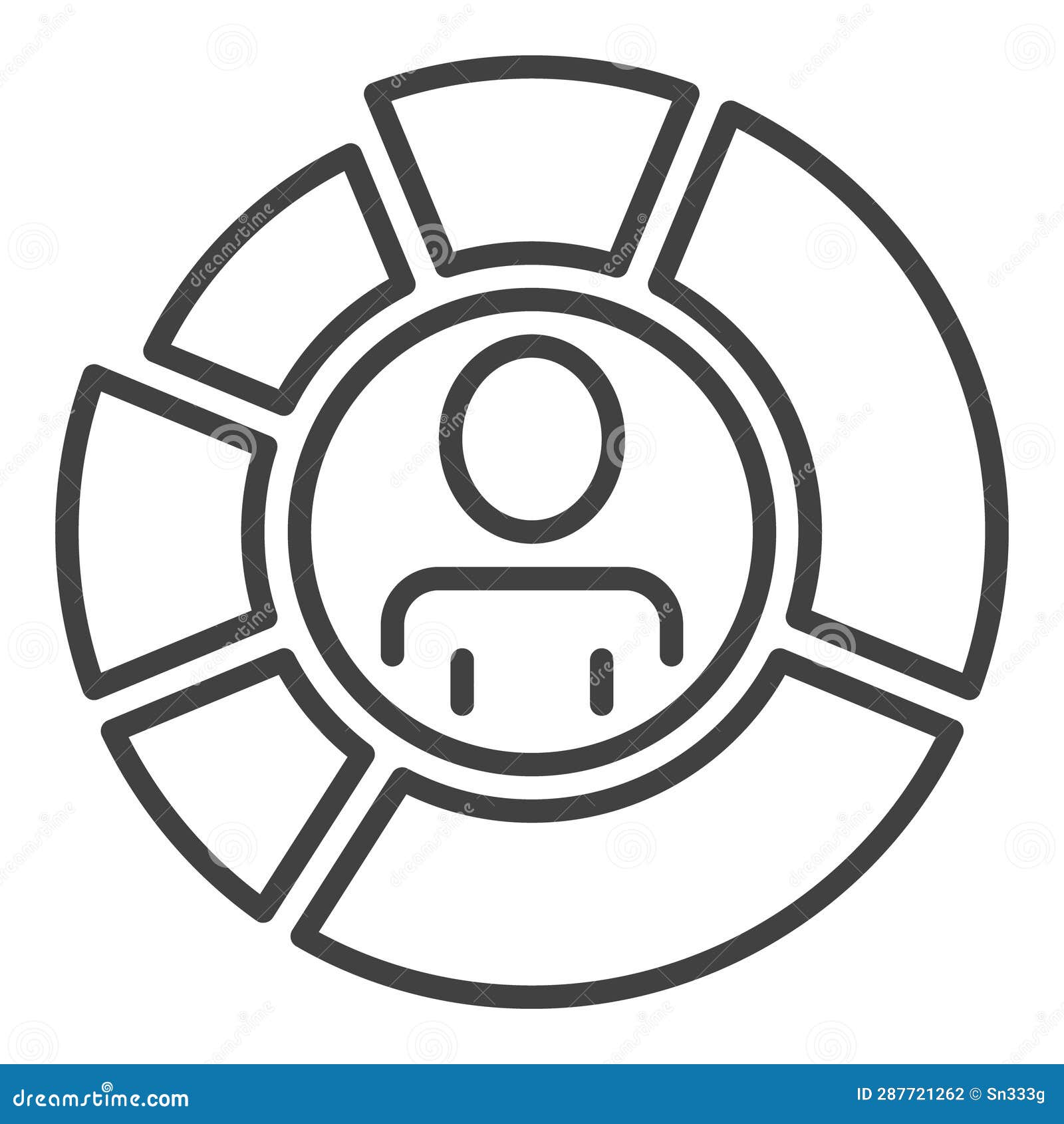Pie Chart with Man Vector Concept Outline Icon or Symbol Stock ...
