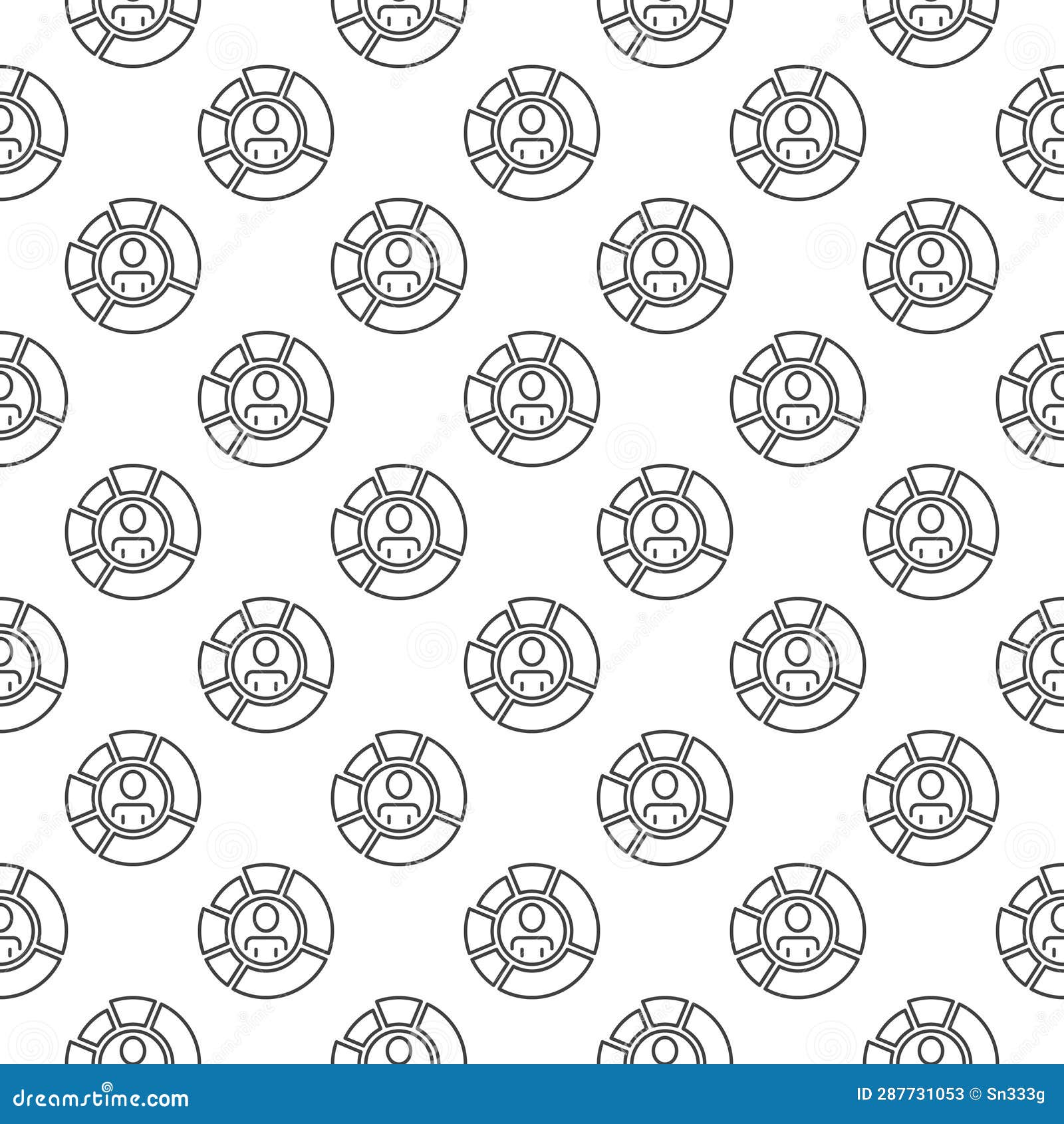 Pie Chart with Man Vector Concept Thin Line Seamless Pattern Stock Illustration - Illustration ...