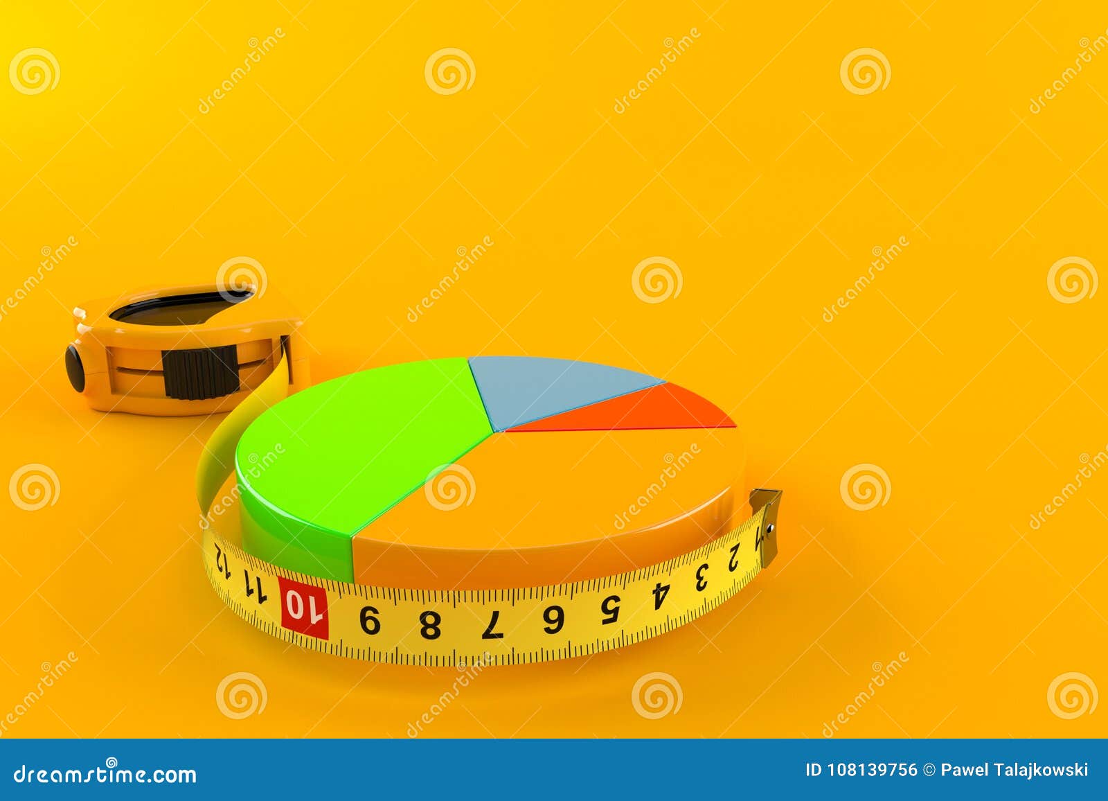 Pie Chart with Measuring Tape Stock Illustration - Illustration of ...