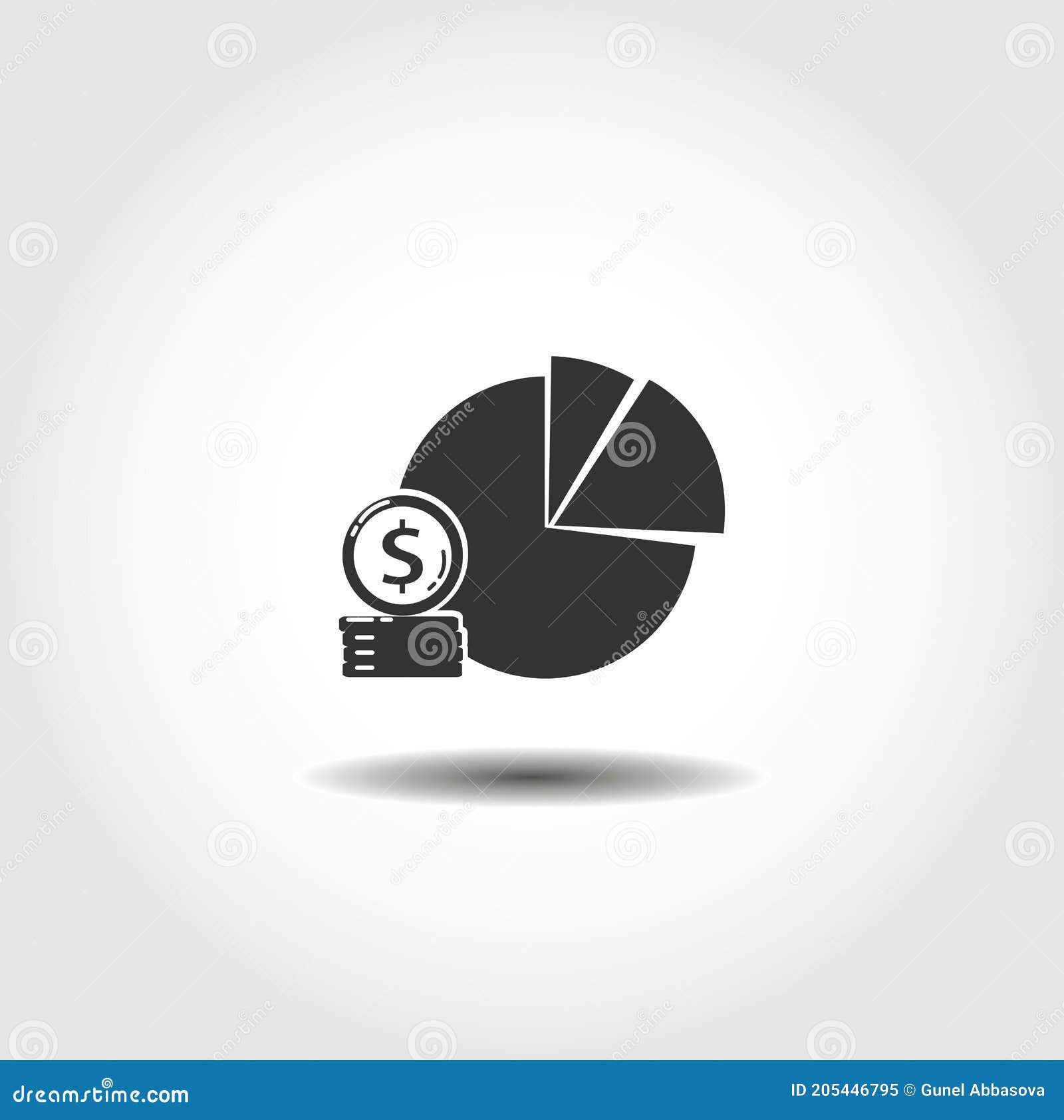 Pie Chart with Money Isolated Icon. Business Design Element Stock ...