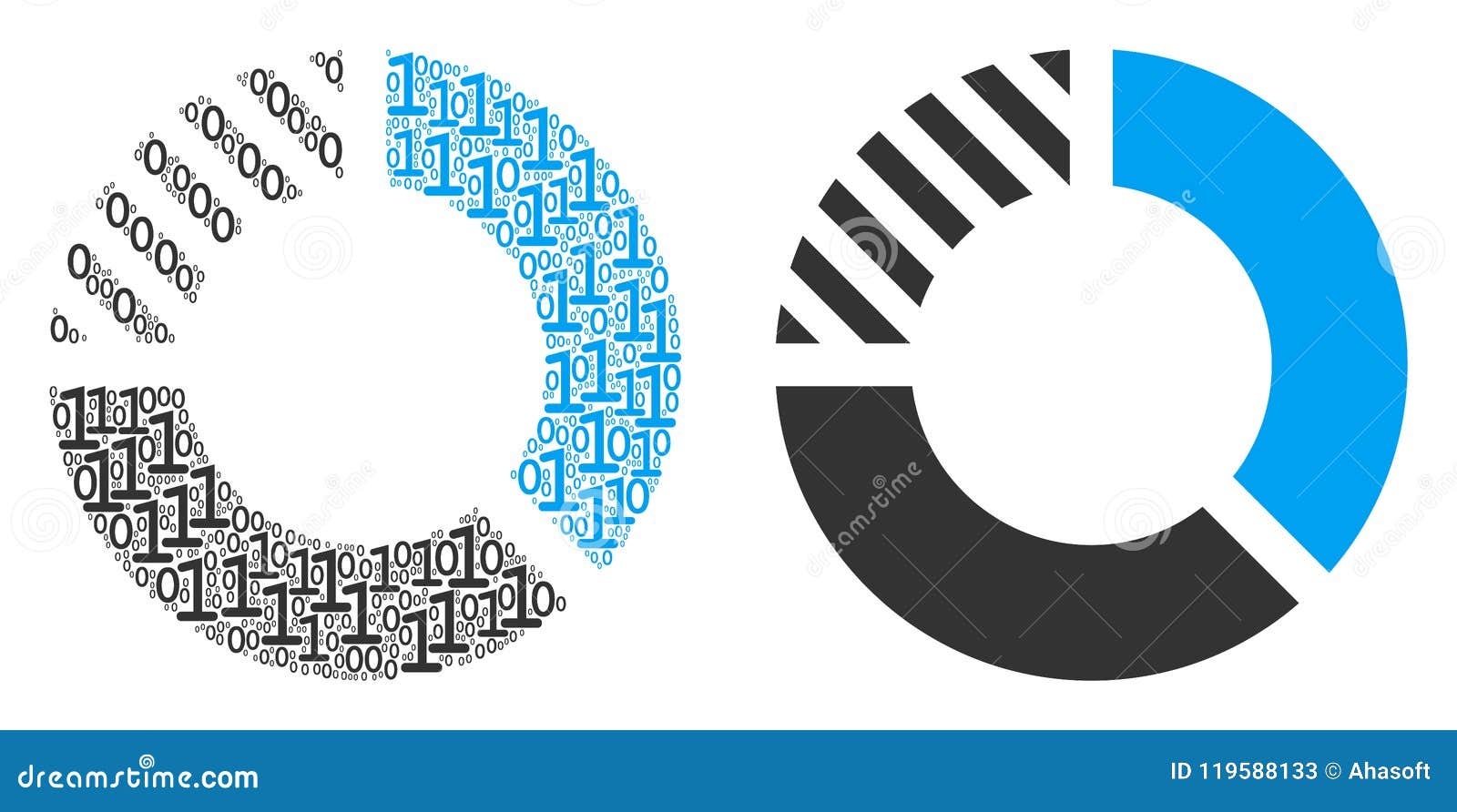Pie Chart Mosaic of Binary Digits Stock Vector - Illustration of binary ...