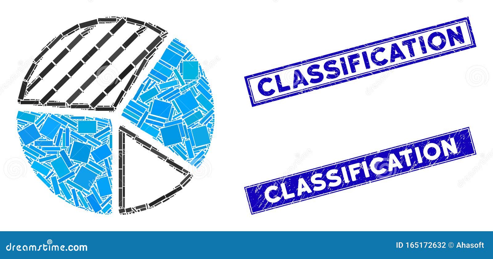 Pie Chart Mosaic and Distress Rectangle Classification Stamp Seals ...