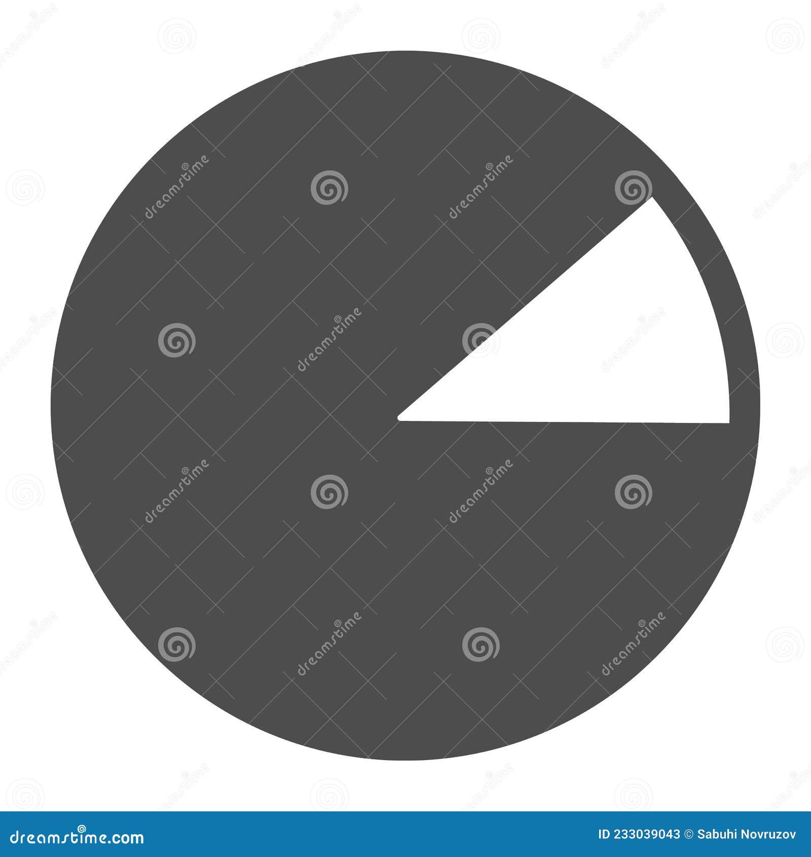 Pie Chart with One Eighth Fraction Solid Icon, Diagram Concept, One ...