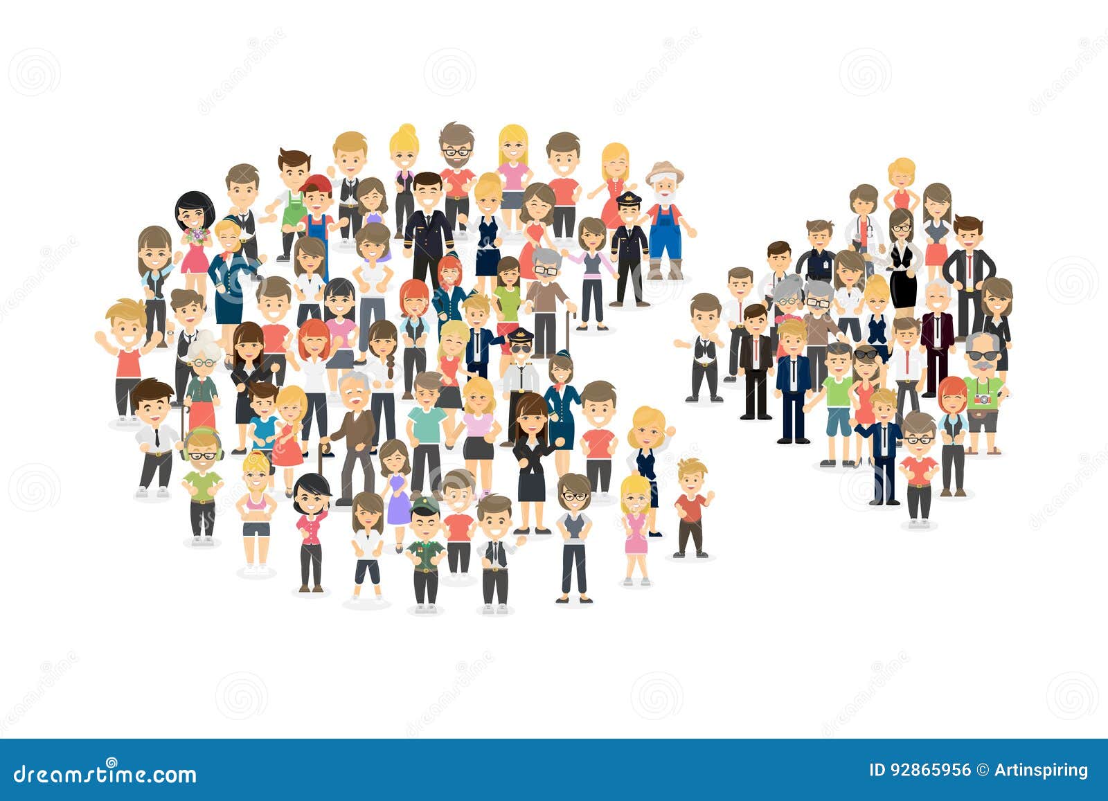 Pie chart with people. stock vector. Illustration of population - 92865956