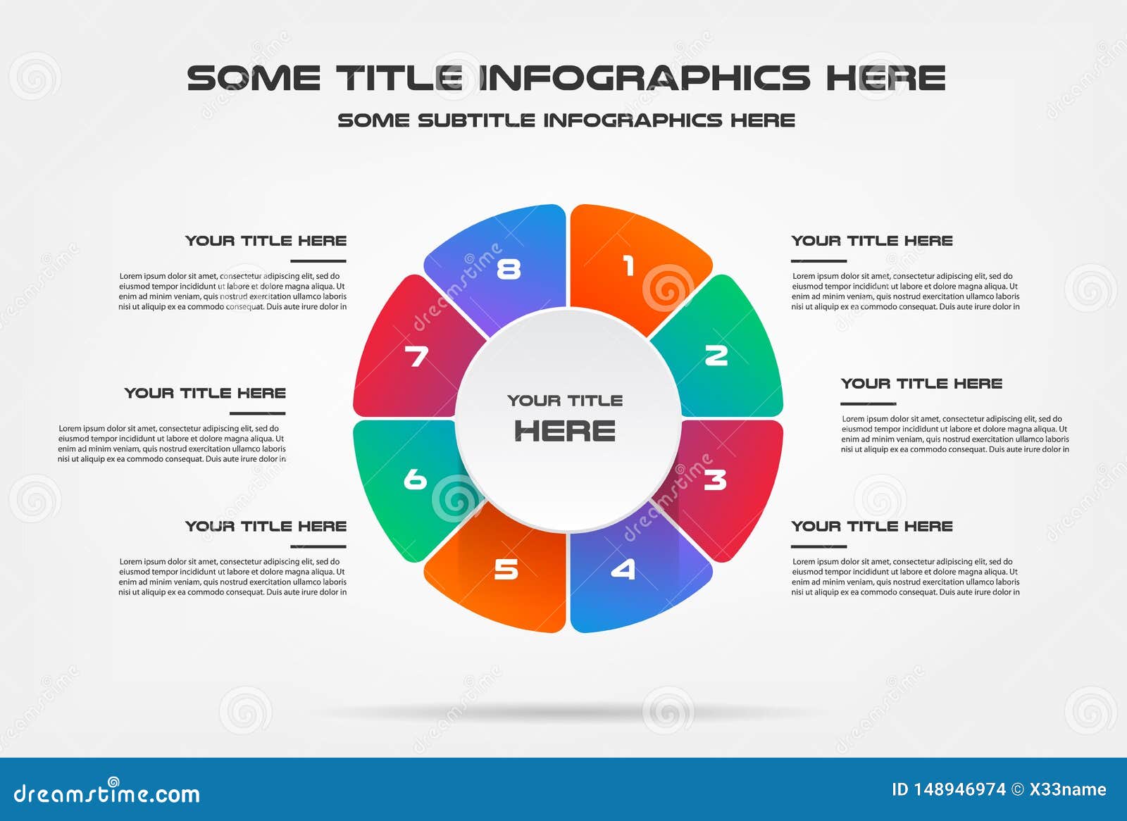 Pie Chart of Percentage Infographics. Element of Graph, Diagram with 8 ...