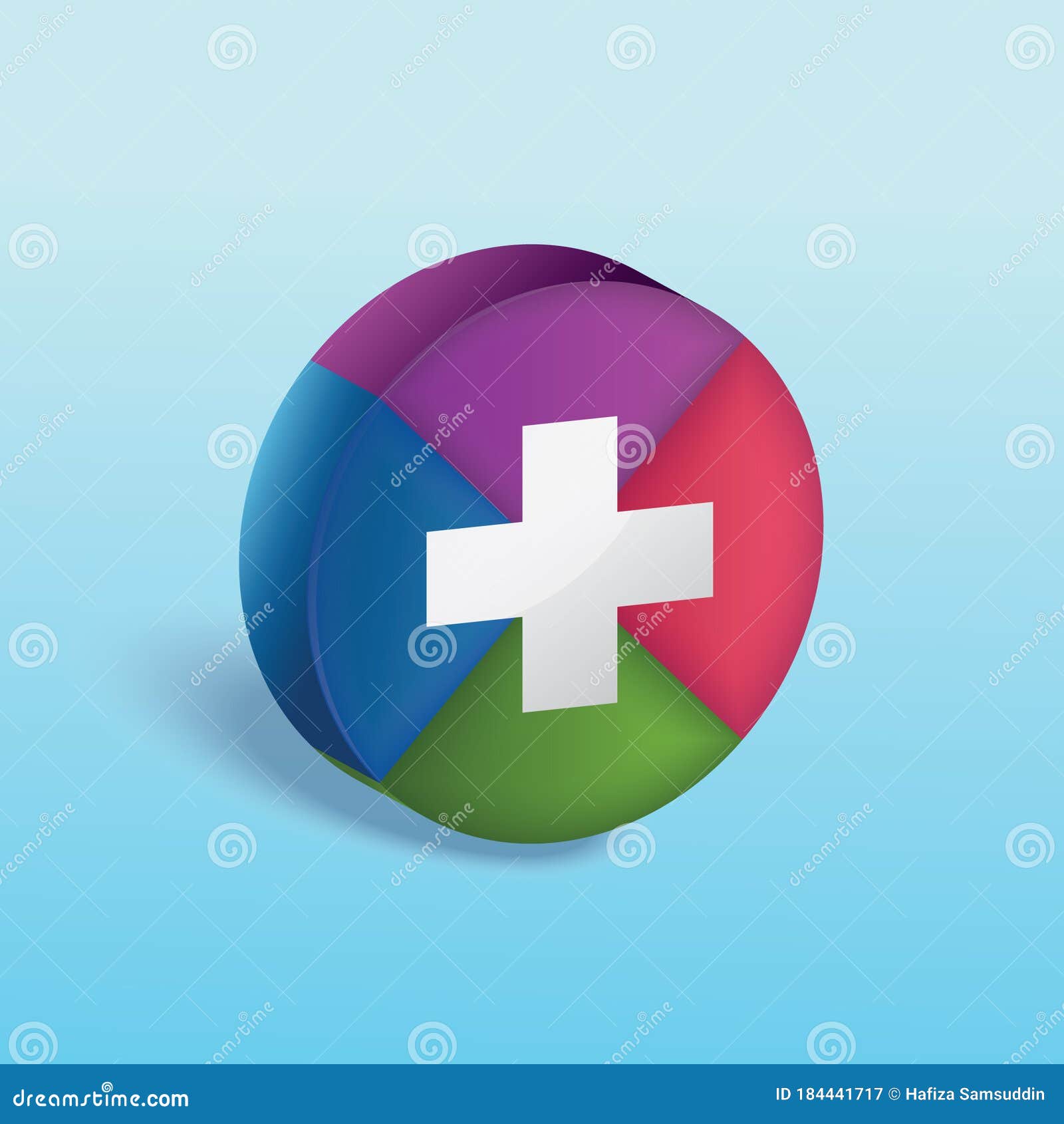 Pie Chart with Plus Sign. Vector Illustration Decorative Background ...