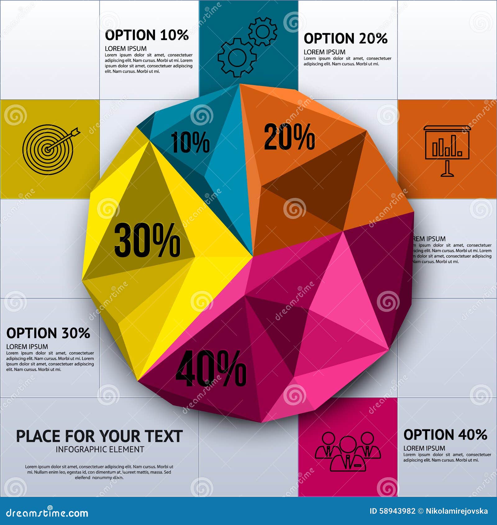 Pie Chart in Polygon Style - Business Statistics Stock Vector ...