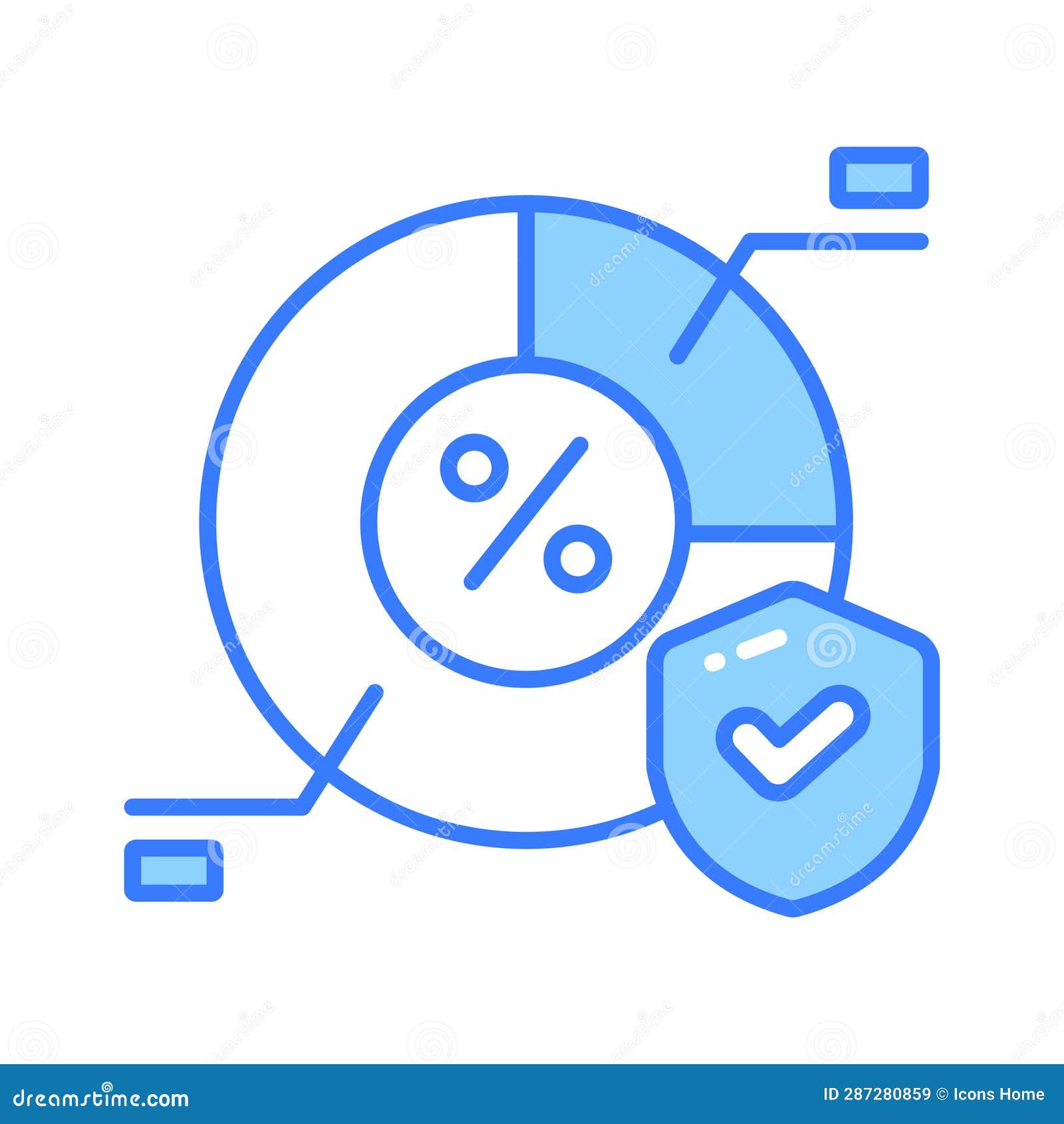 Pie Chart with Protection Shield Showing Concept Vector of Secure Data ...