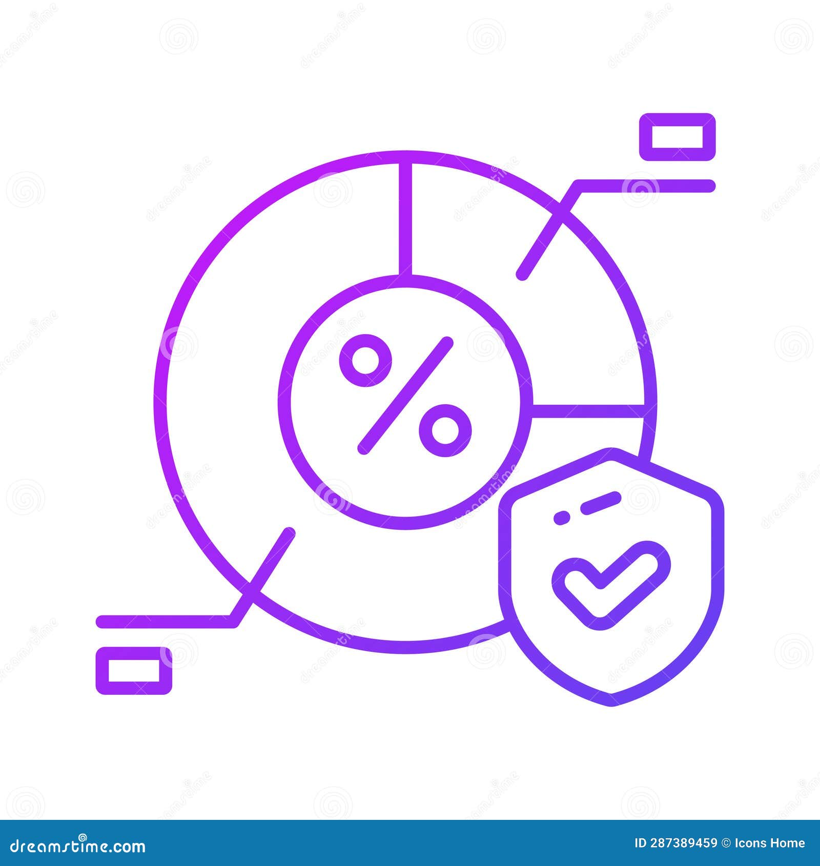 Pie Chart with Protection Shield Showing Concept Vector of Secure Data ...