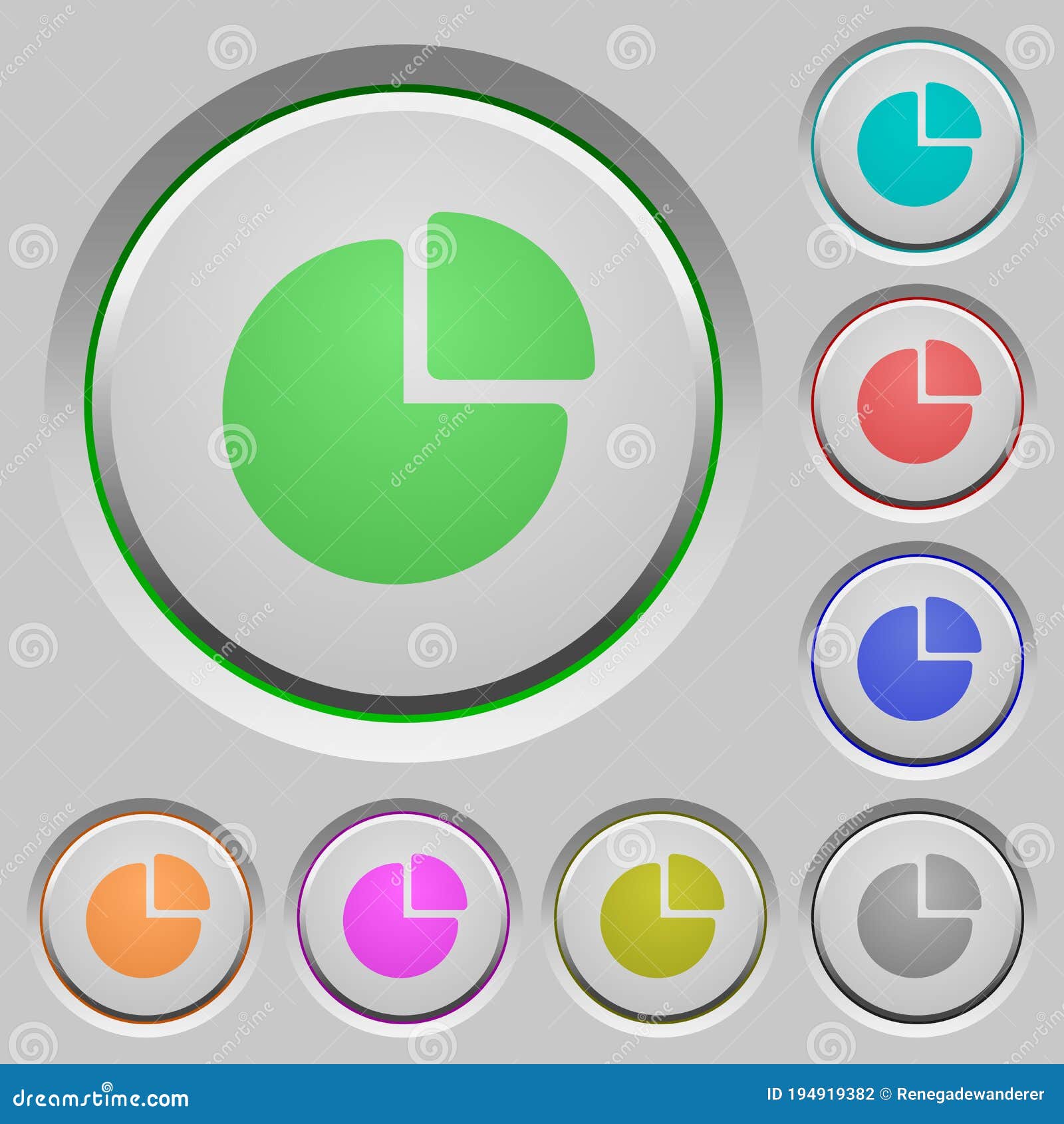 Pie chart push buttons stock vector. Illustration of geometry - 194919382