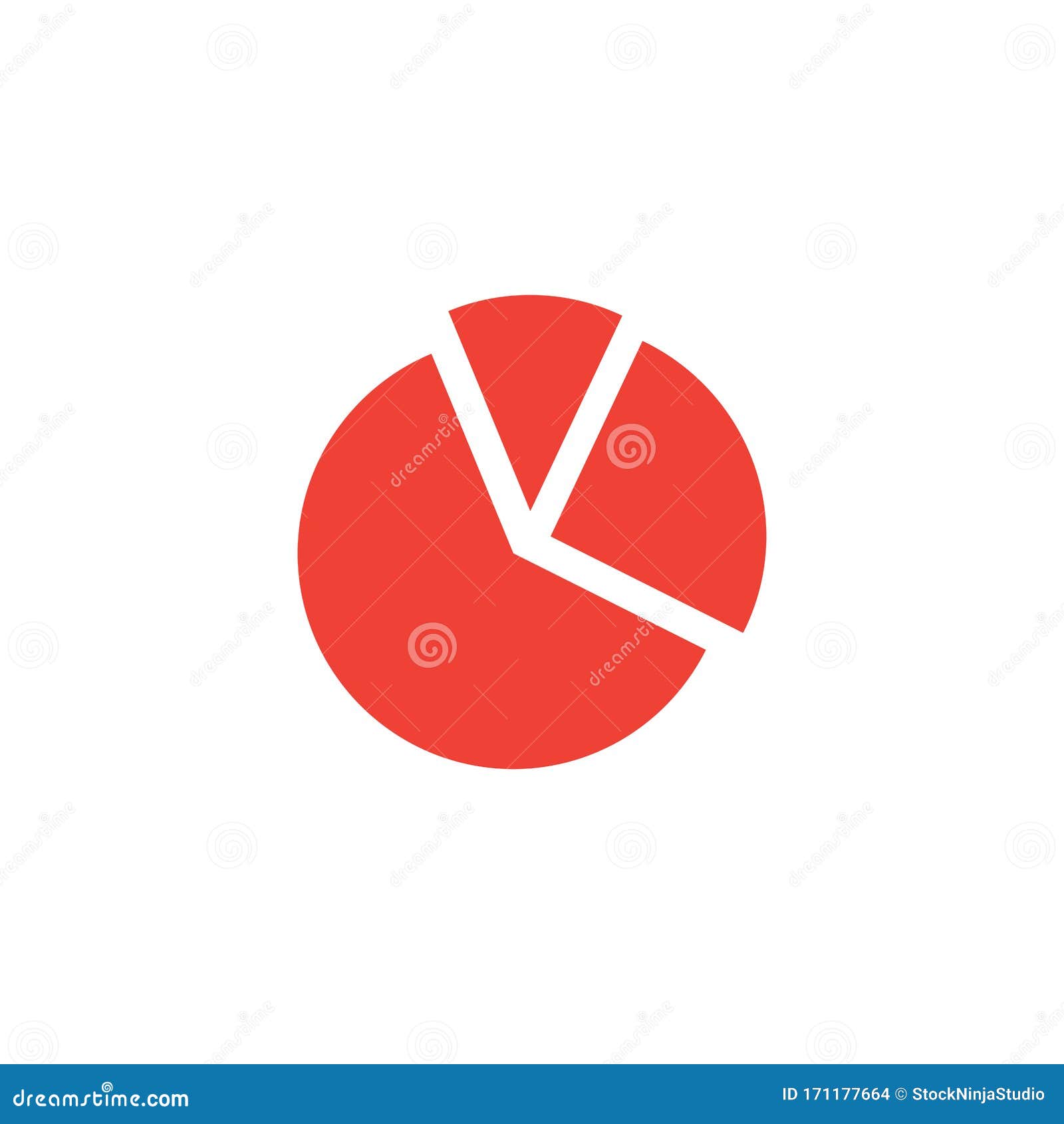 Pie Chart Red Icon on White Background. Red Flat Style Vector ...