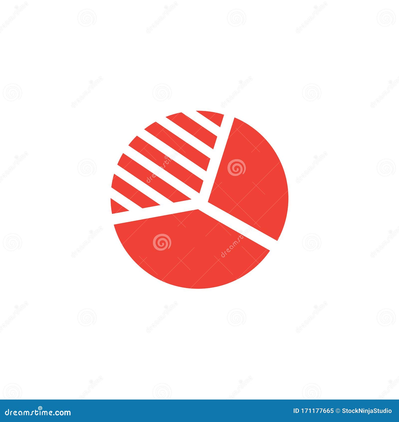 Pie Chart Red Icon on White Background. Red Flat Style Vector ...