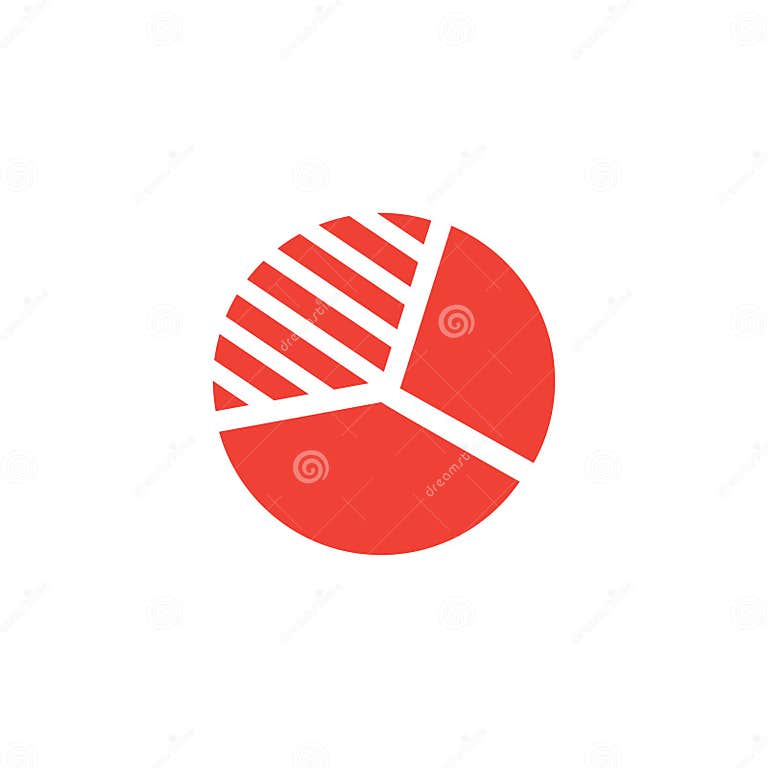 Pie Chart Red Icon on White Background. Red Flat Style Vector ...