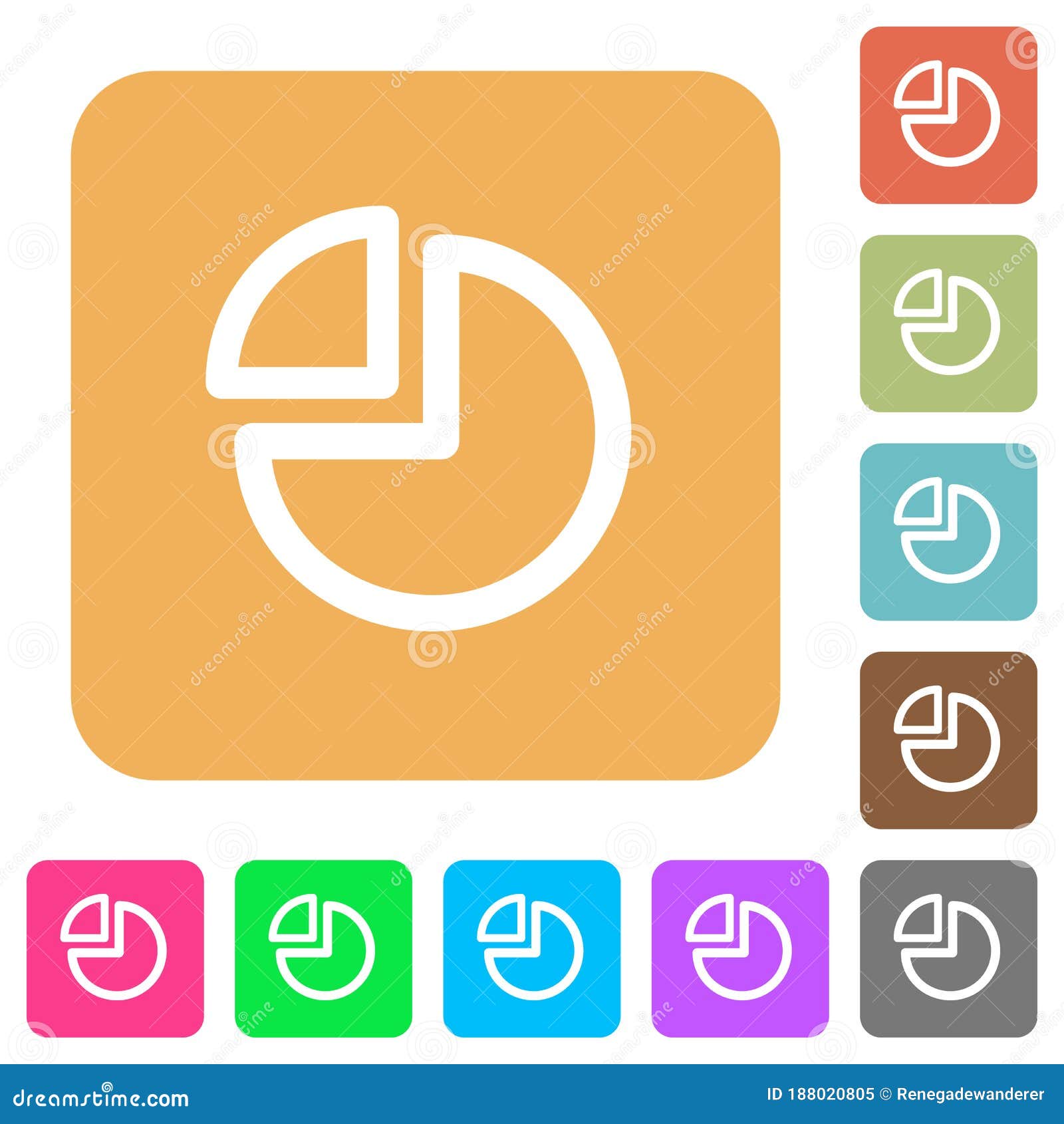 Pie Chart Rounded Square Flat Icons Stock Vector - Illustration of ...