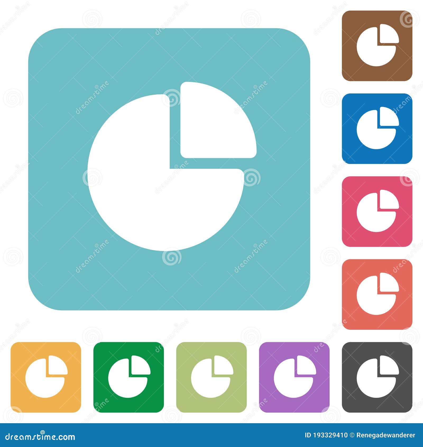 Pie Chart Rounded Square Flat Icons Stock Vector - Illustration of ...