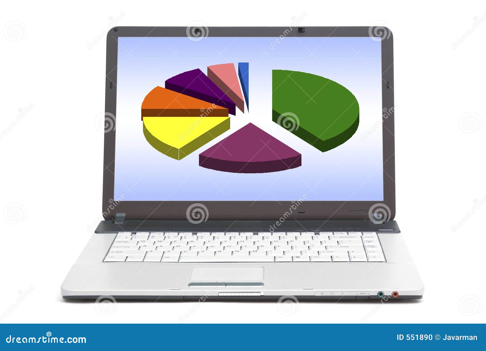 Pie Chart on the Screen of Notebook Stock Photo - Image of increase ...