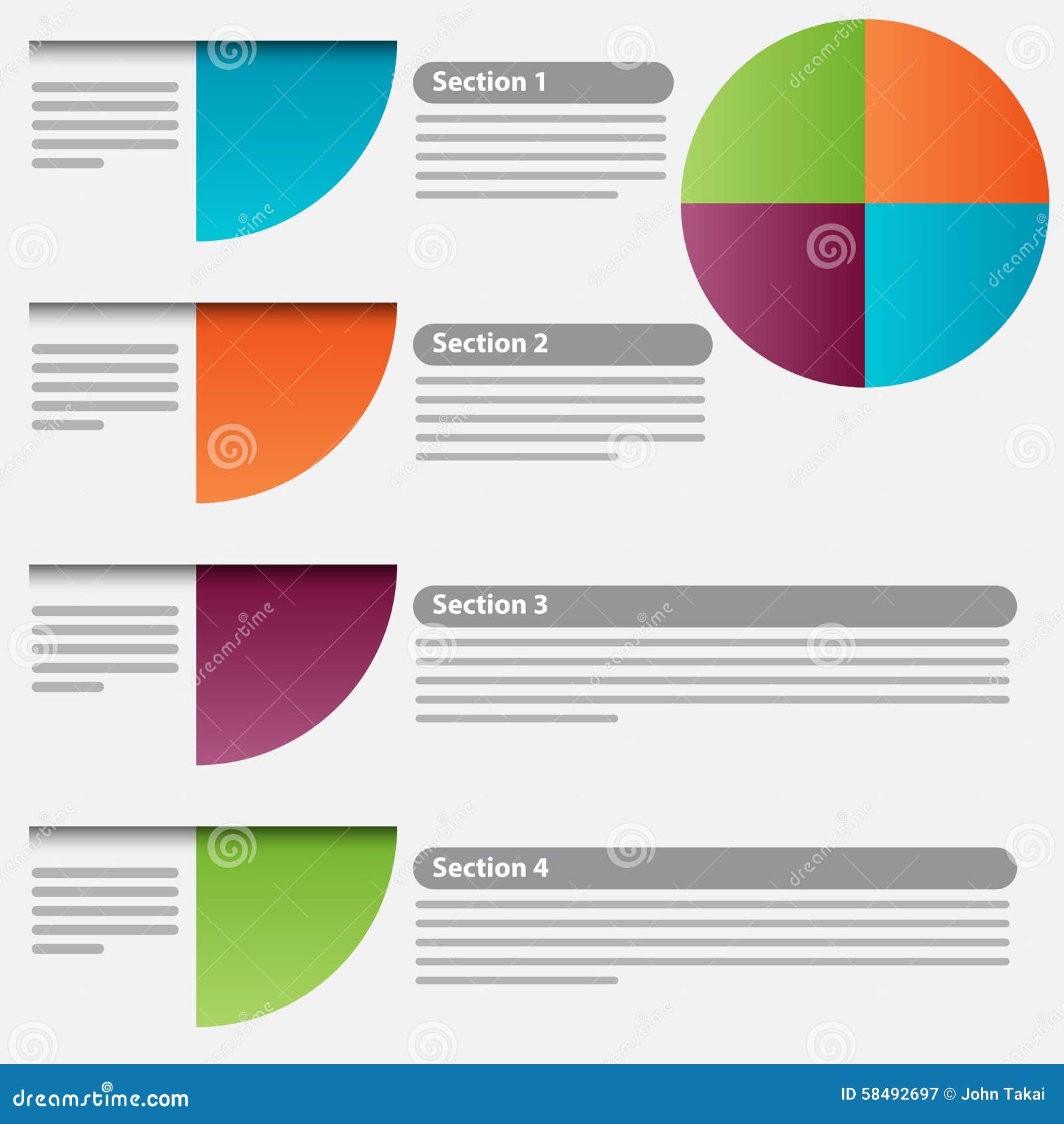 Pie Chart Section Icon Set stock vector. Illustration of graph - 58492697