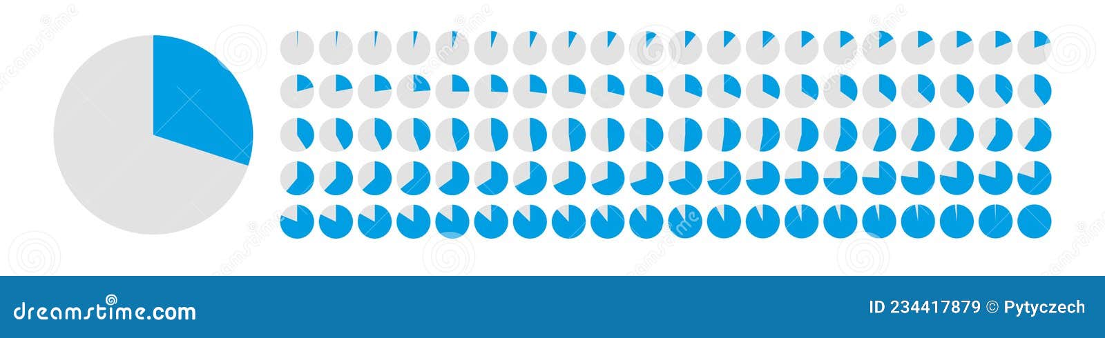 Pie Chart Set Loading by 1 Percent Stock Vector - Illustration of chart ...