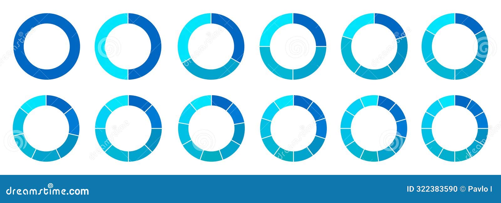 Pie Chart Set, Segmented Circle Icons, Circle Diagram With Sections Or ... Pie Chart Set, Segmented Circle Icons, Circle Diagram With Sections Or ...
