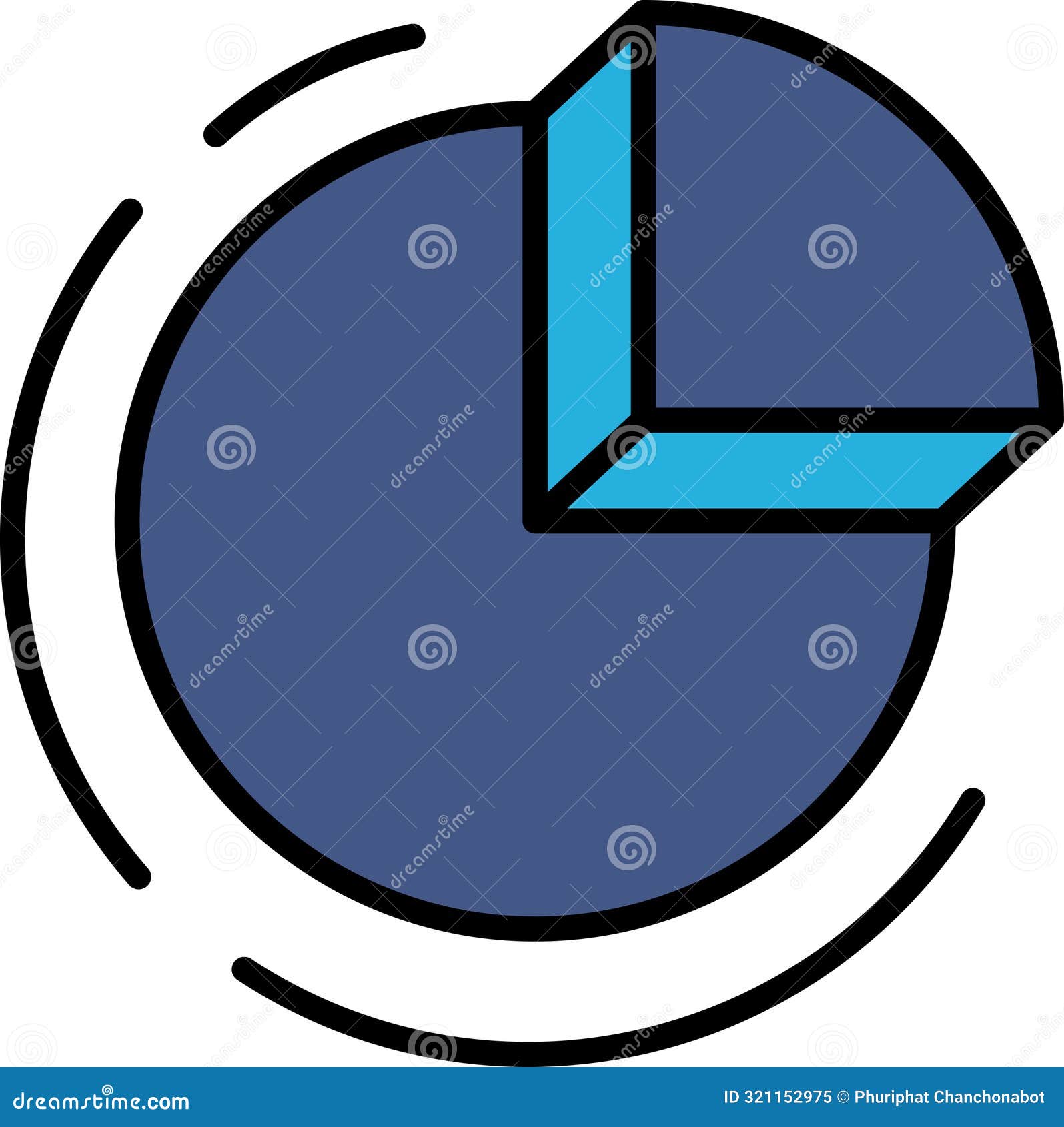 A Pie Chart is Shown in Black and White Stock Vector - Illustration of ...