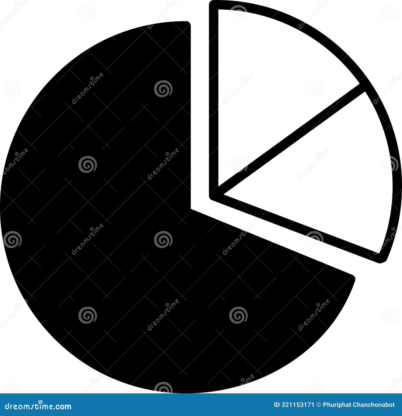 A Pie Chart is Shown in Black and White Stock Vector - Illustration of ...
