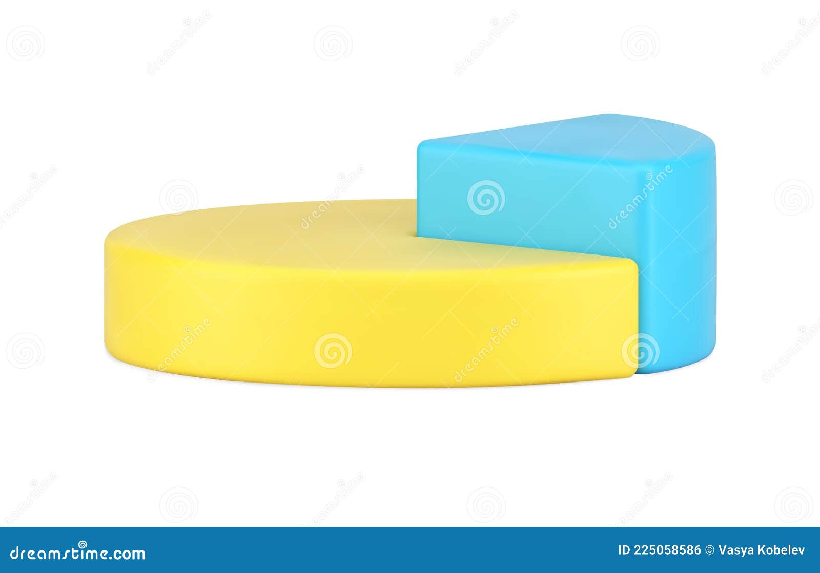 Pie Chart Side View 3d Icon. Infographic Volumetric Yellow Circle With ...