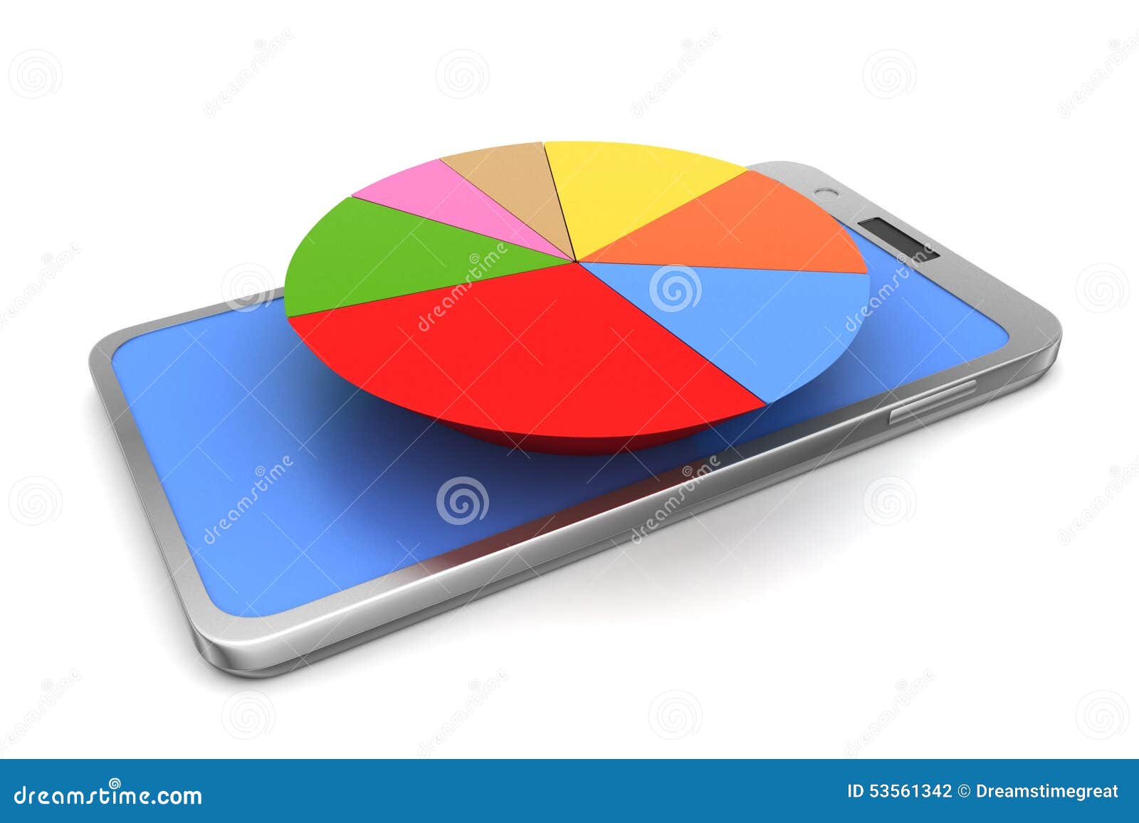 Pie chart on smart phone stock illustration. Illustration of phone ...
