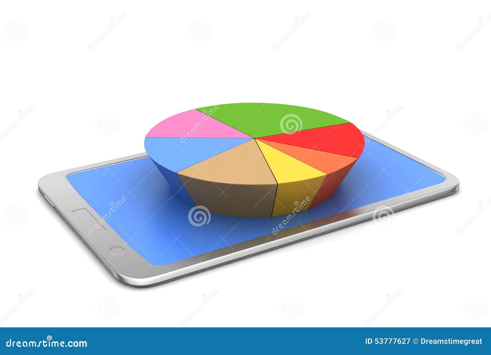 Pie chart on smart phone stock illustration. Illustration of graphic ...