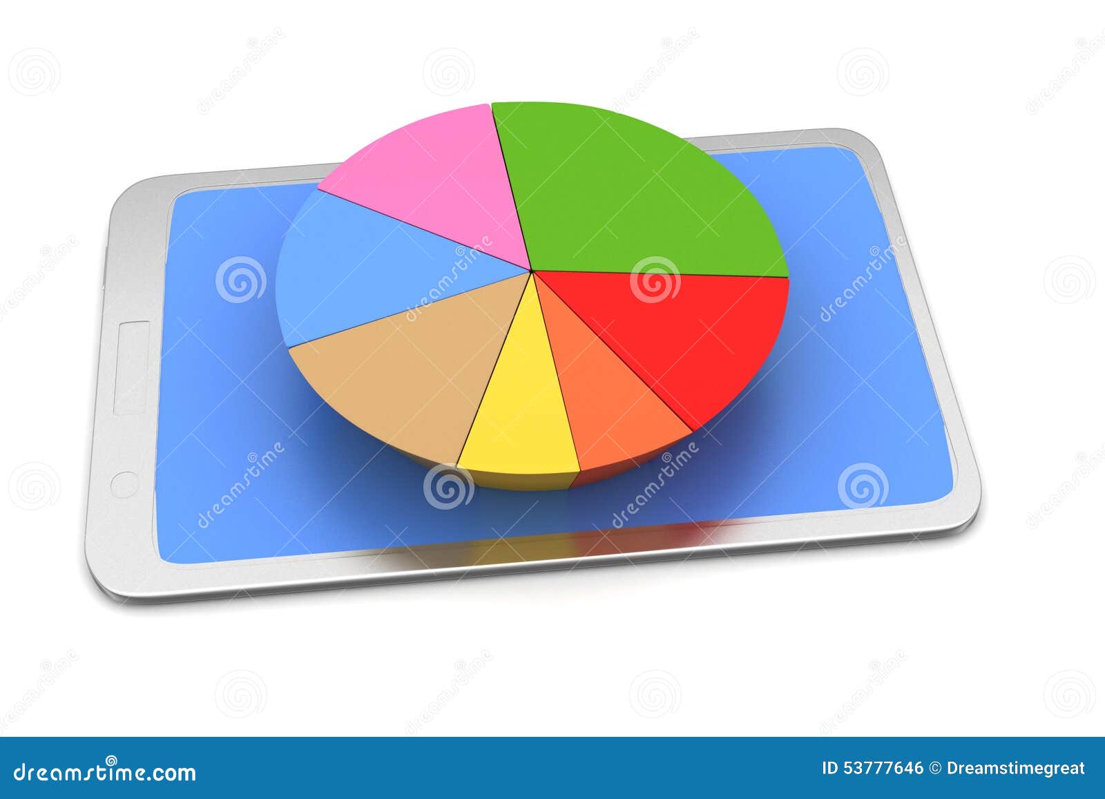 Pie chart on smart phone stock illustration. Illustration of analyzing ...