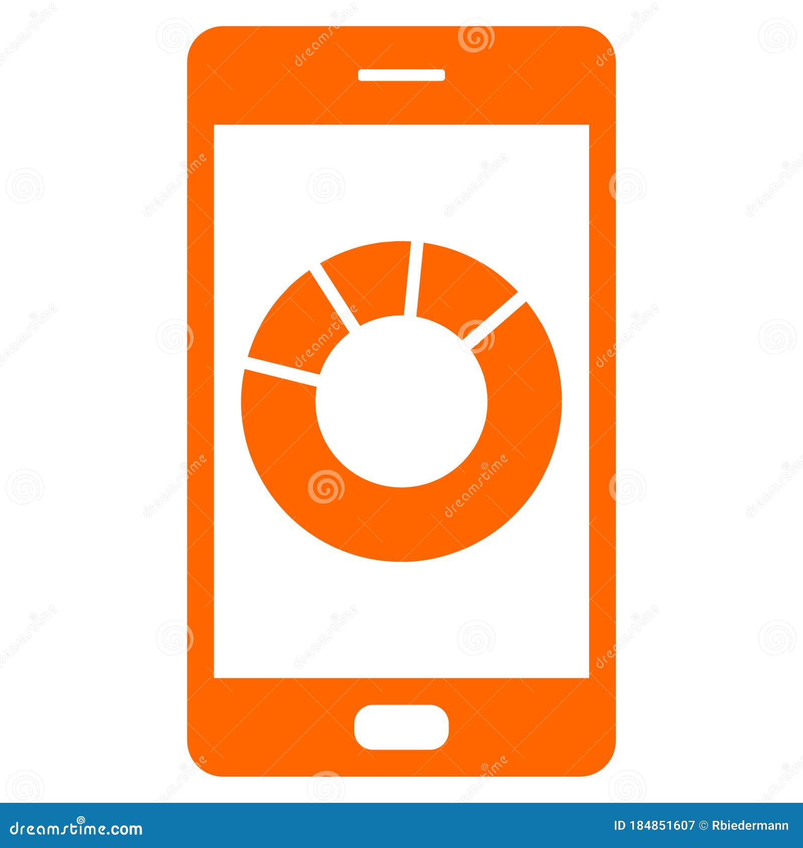 Pie chart and smartphone stock vector. Illustration of circle - 184851607