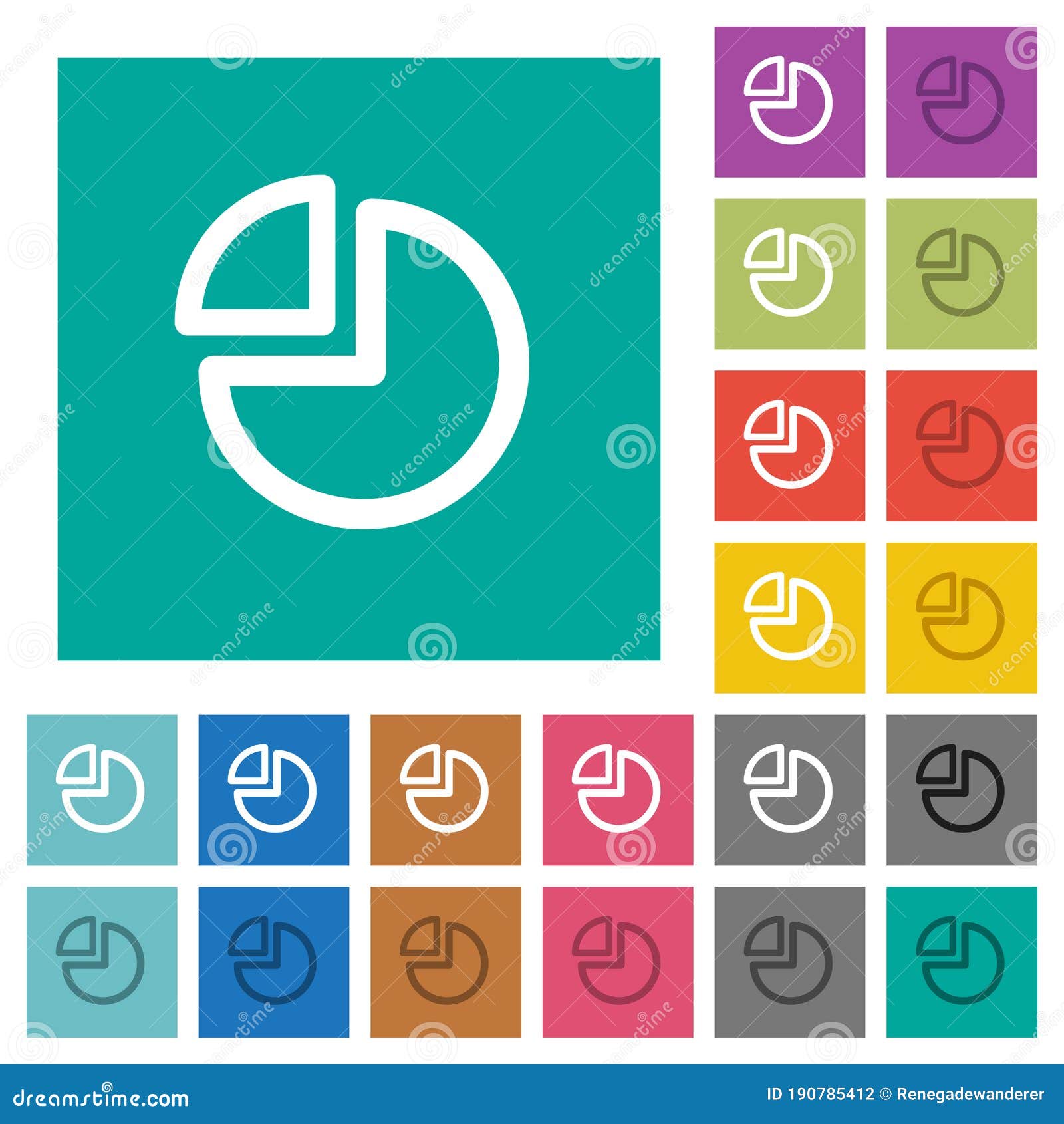 Pie Chart Square Flat Multi Colored Icons Stock Vector - Illustration ...