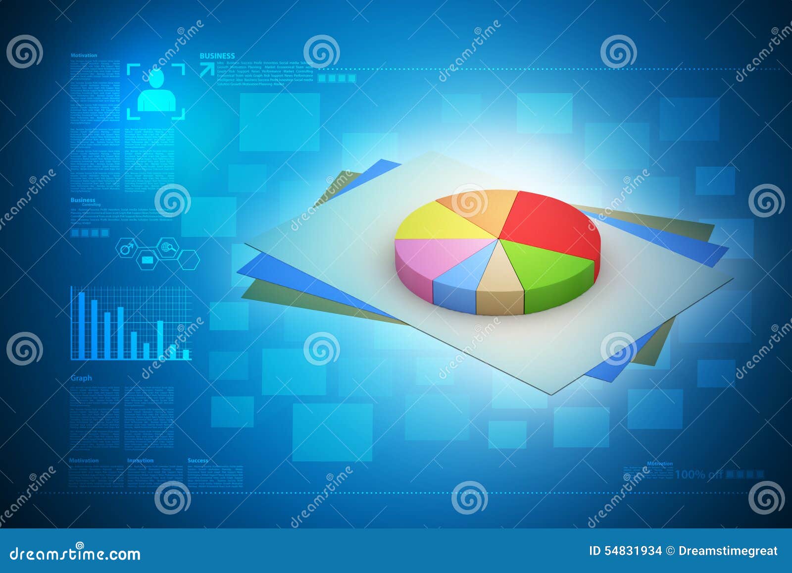 Pie chart with statement stock illustration. Illustration of charts ...