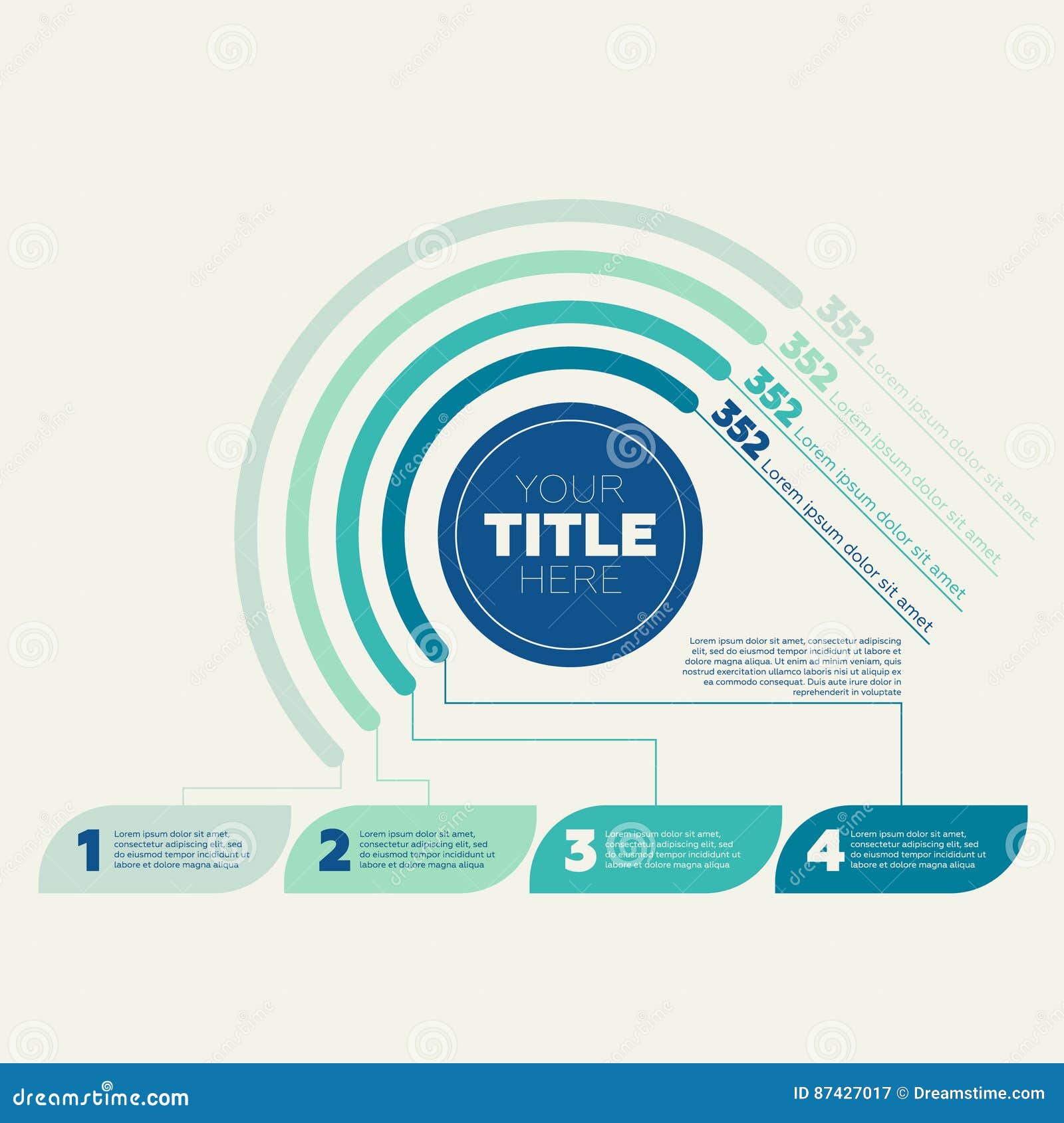 Pie Chart, 4 Steps and Circle Header Stock Vector - Illustration of ...