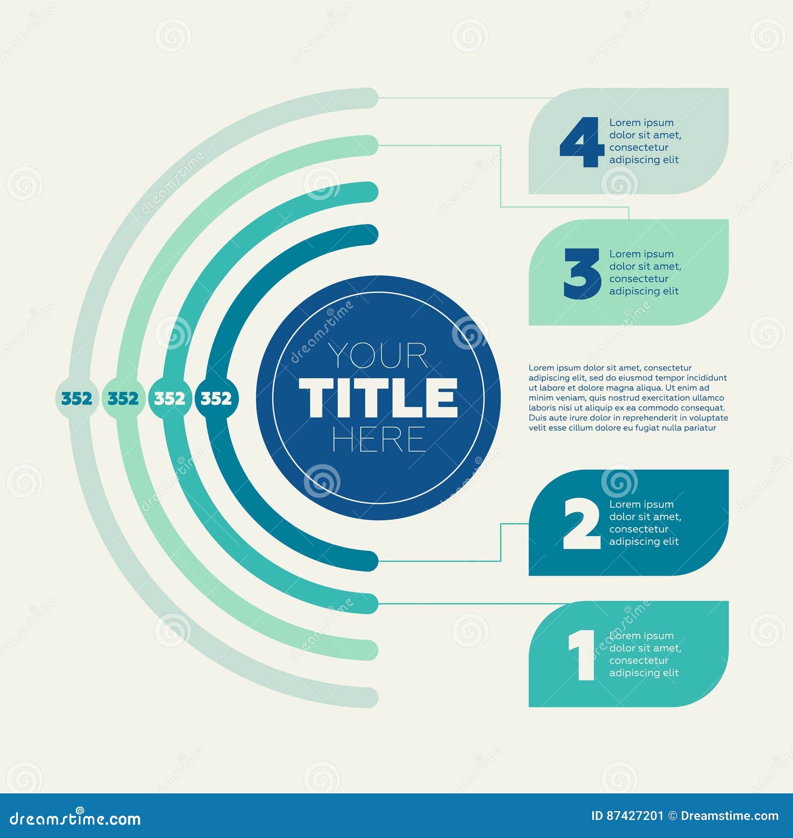 Pie Chart, 4 Steps and Circle Header Stock Vector - Illustration of ...
